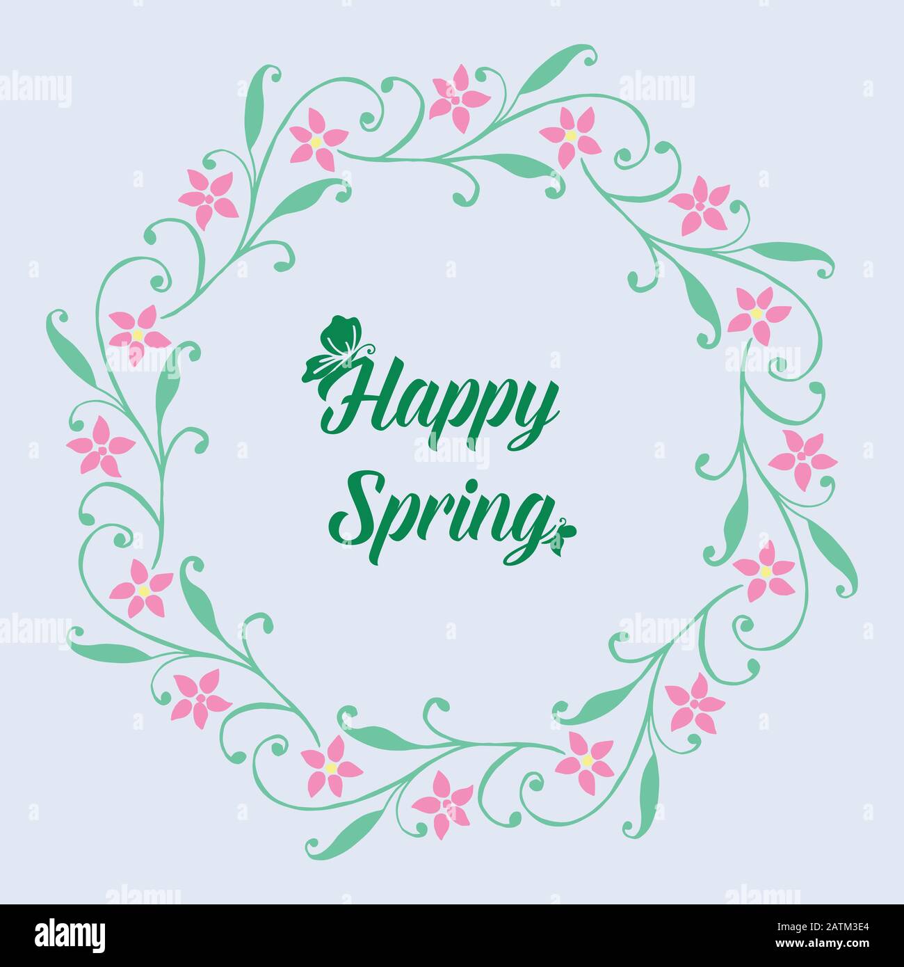 Happy spring invitation card design with elegant leaf and floral frame ...