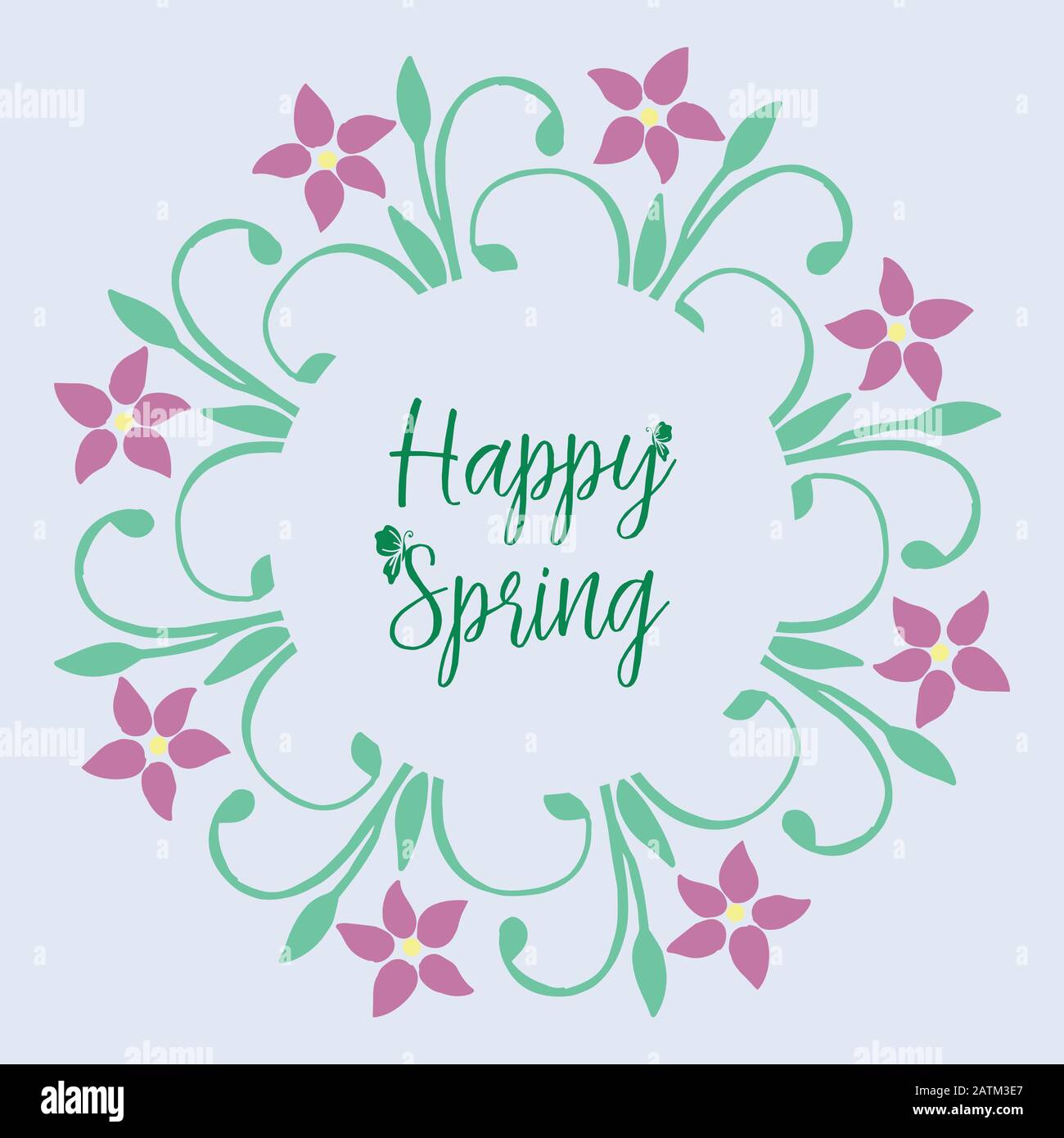 Happy spring invitation card design with elegant leaf and floral frame ...