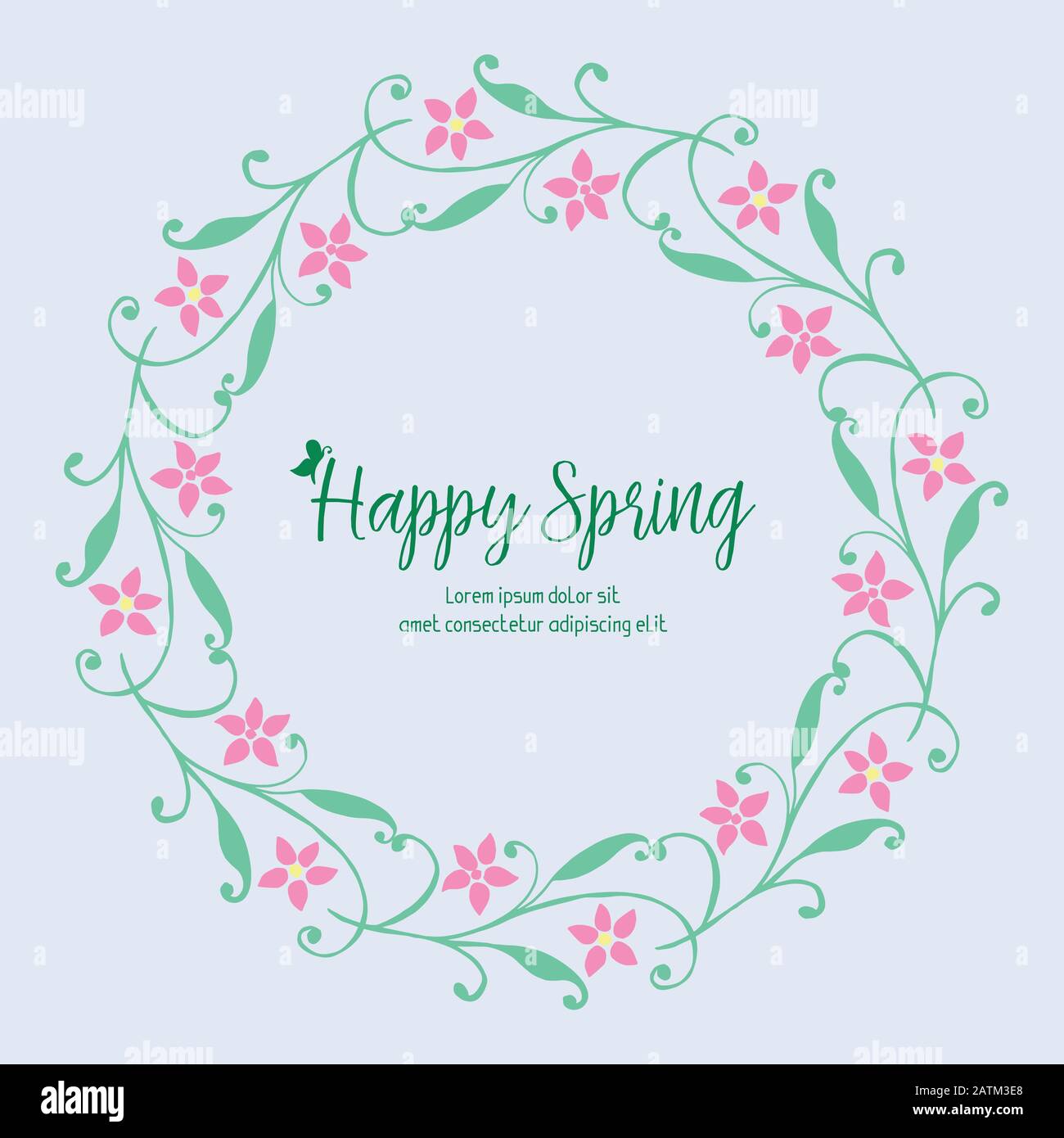 Happy spring invitation card design with elegant leaf and floral frame ...