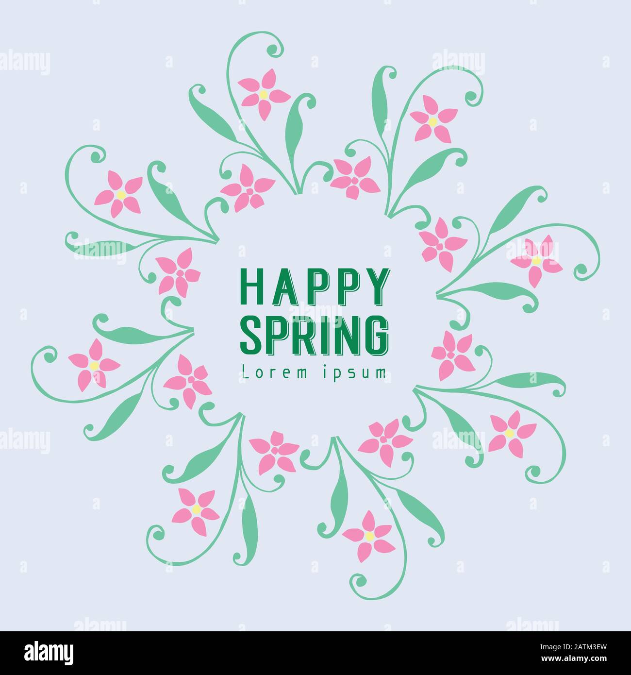 Modern pattern of leaf and floral frame design, for happy spring poster ...