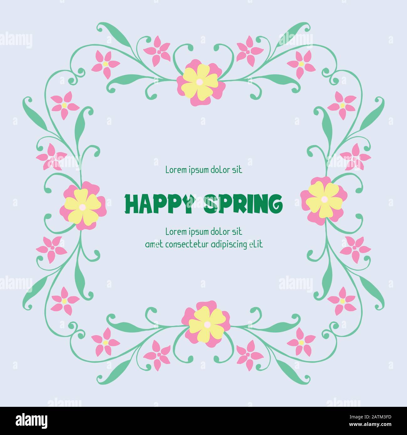 Modern pattern of leaf and floral frame design, for happy spring poster ...