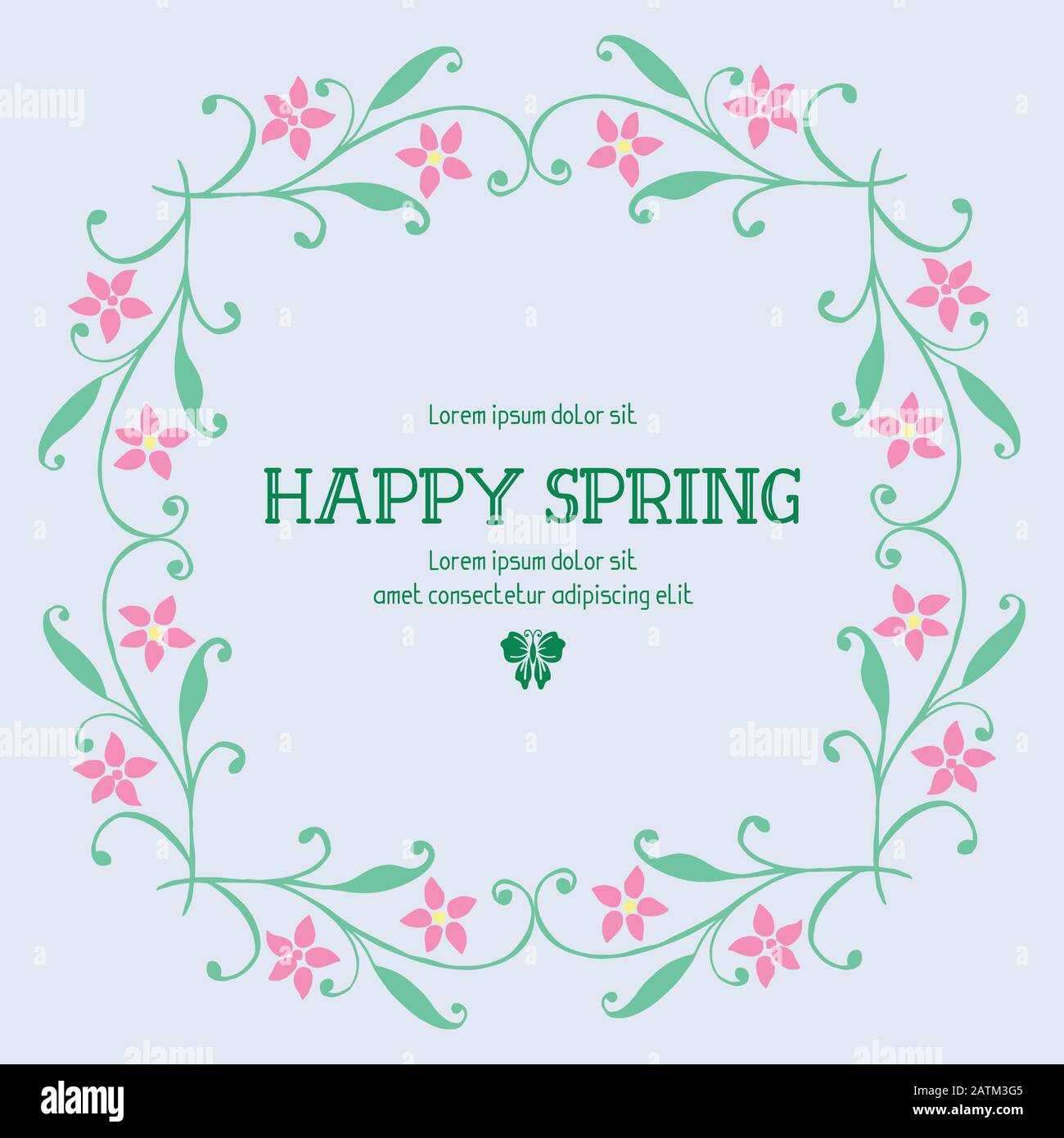 Modern pattern of leaf and floral frame design, for happy spring poster ...