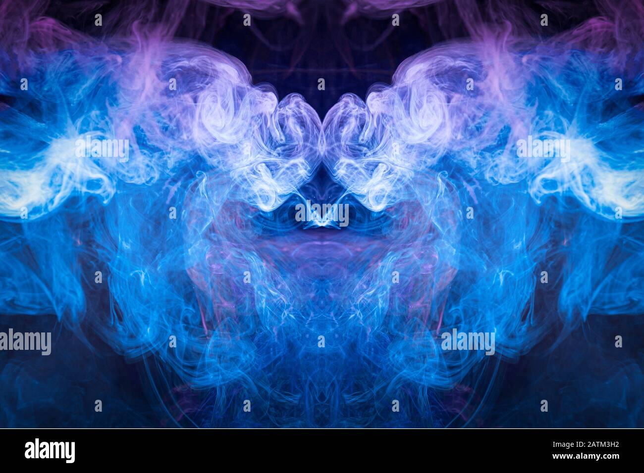 Pattern, Neon pink, blue and purple smoke in the on a dark isolated ...