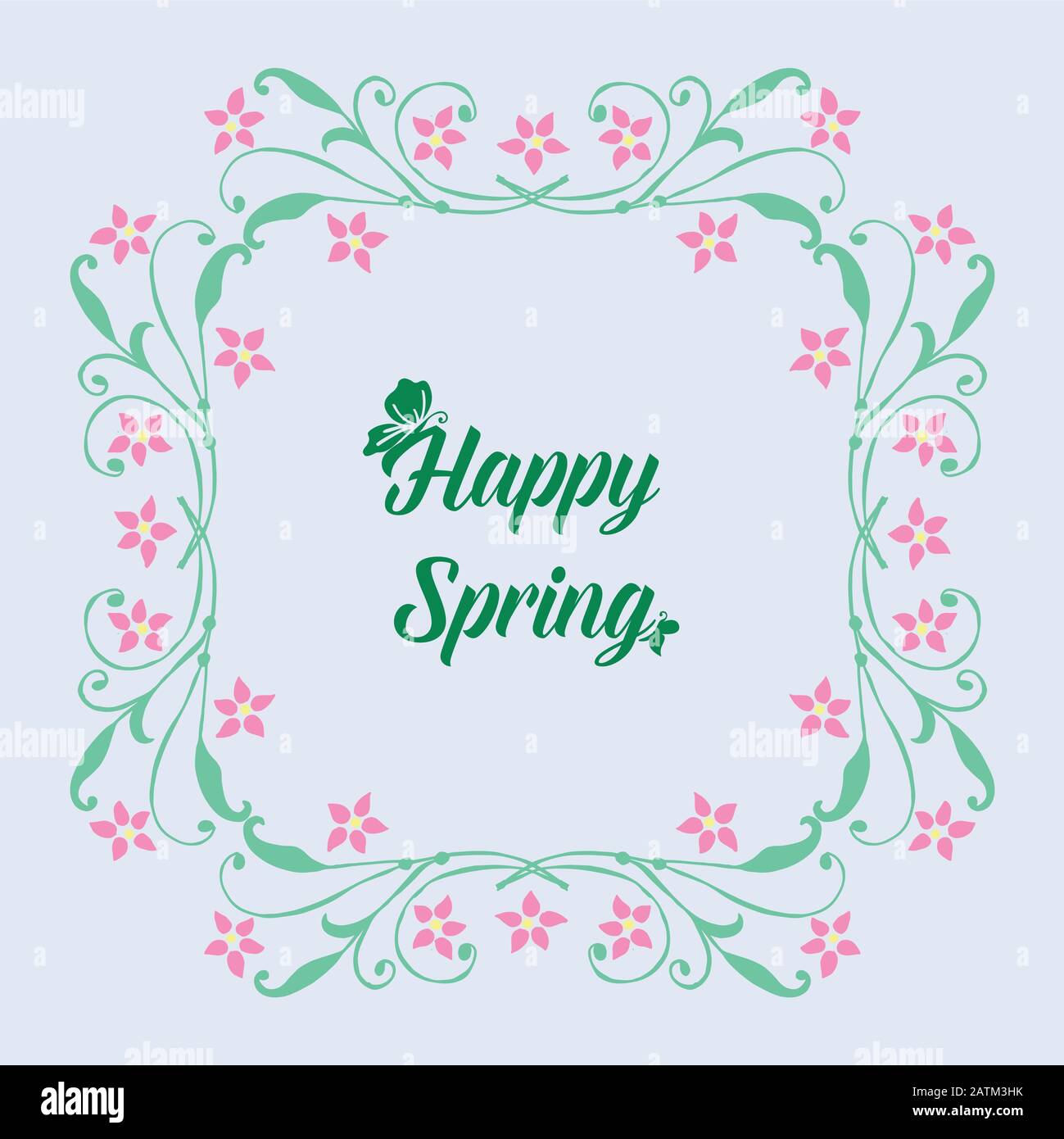 Simple shape pattern of leaf and floral frame, for happy spring ...