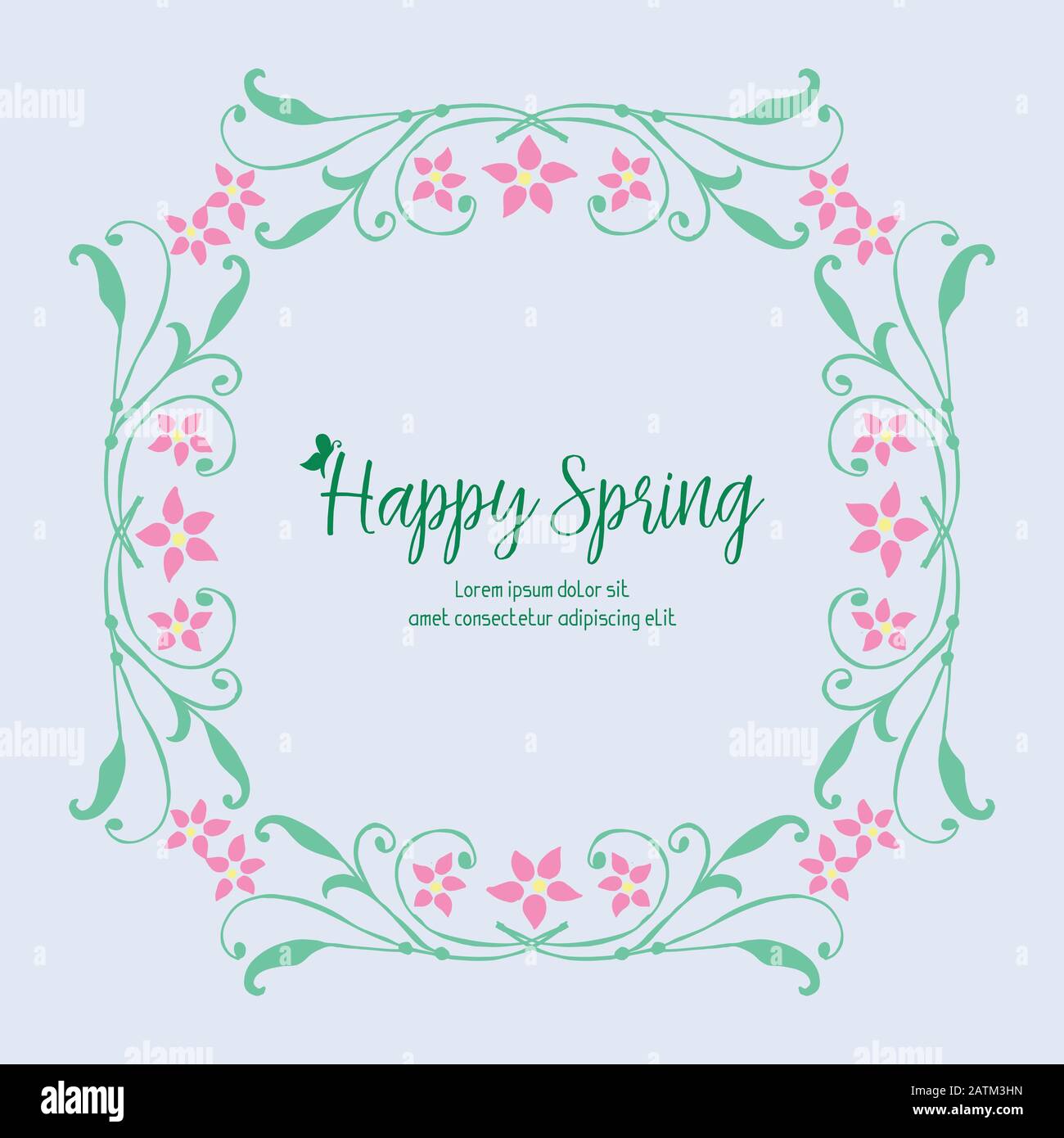 Simple shape pattern of leaf and floral frame, for happy spring ...