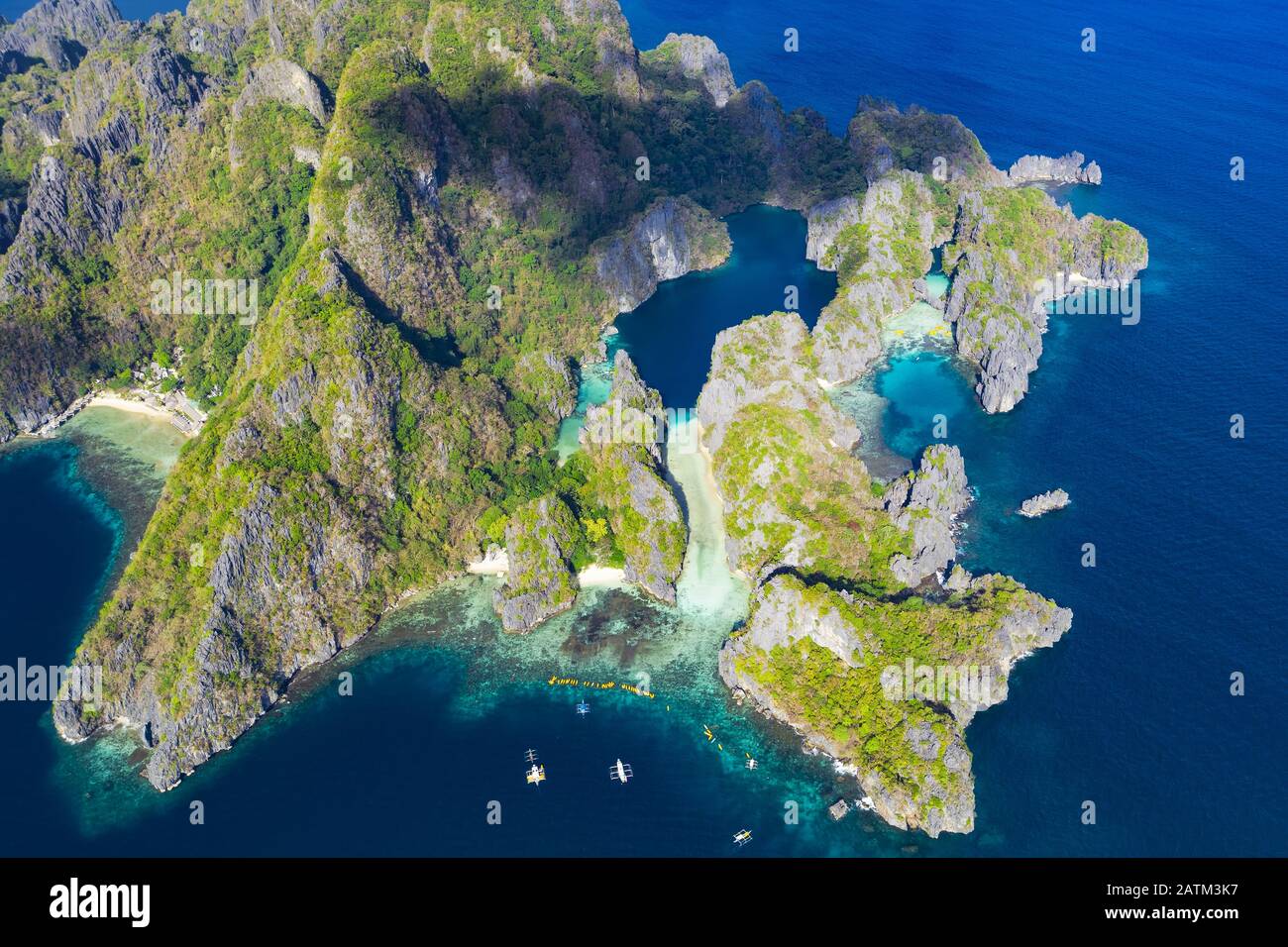 View from above, stunning aerial view of the Big Lagoon and the Small ...
