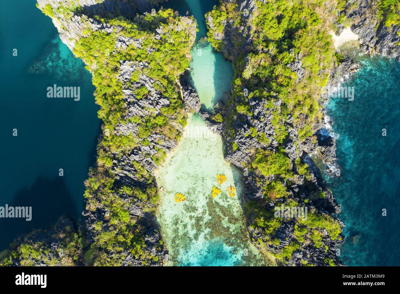 View from above, stunning aerial view of the Big Lagoon and the Small ...