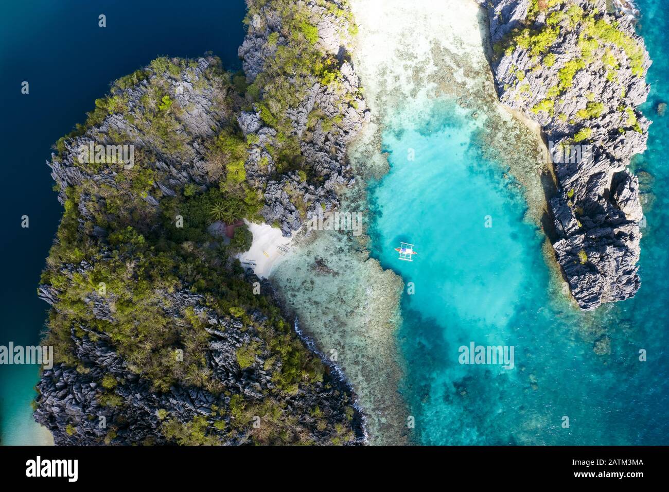 View from above, stunning aerial view of the Big Lagoon and the Small ...