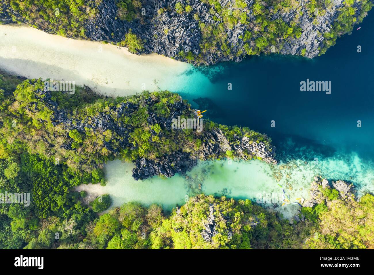 View from above, stunning aerial view of the Big Lagoon and the Small ...