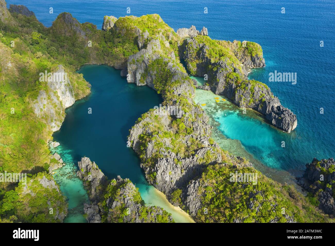 View from above, stunning aerial view of the Big Lagoon and the Small ...