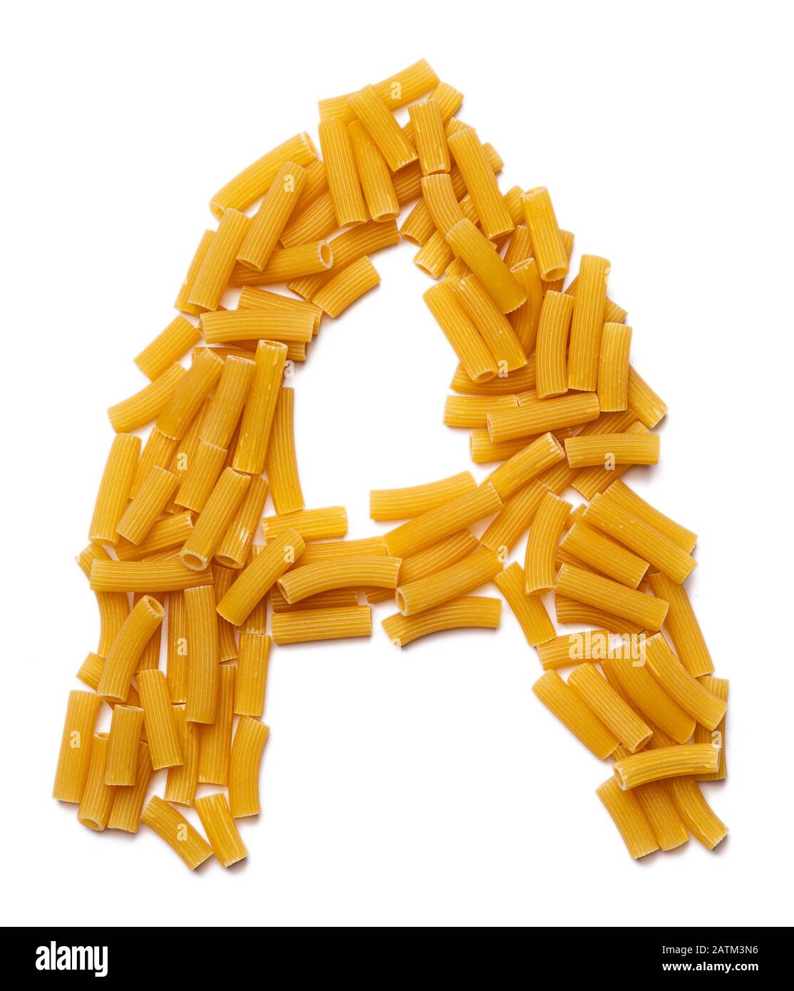 Letter A of the English alphabet from dry pasta on a white isolated ...