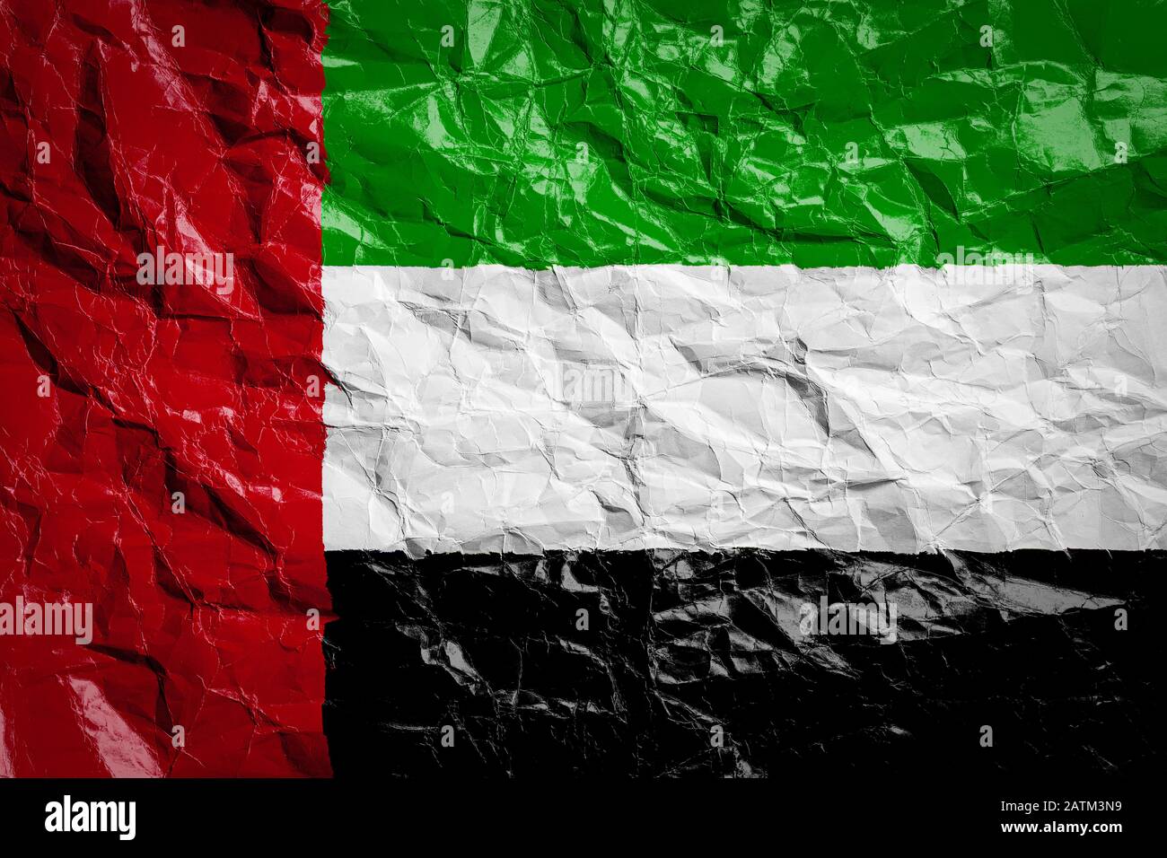National flag of United Arab Emirates on crumpled paper. Flag printed ...