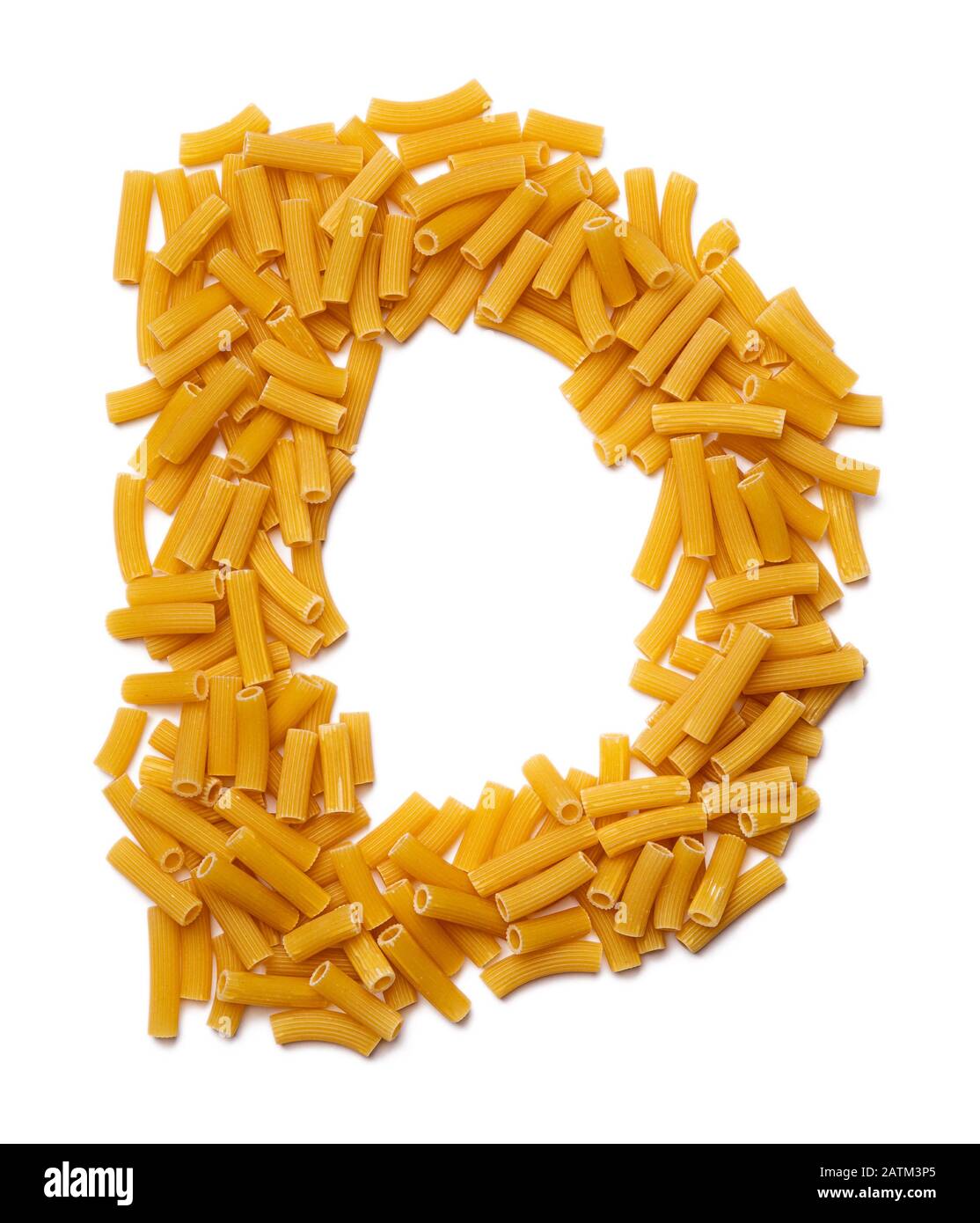 Letter D of the English alphabet from dry pasta on a white isolated ...