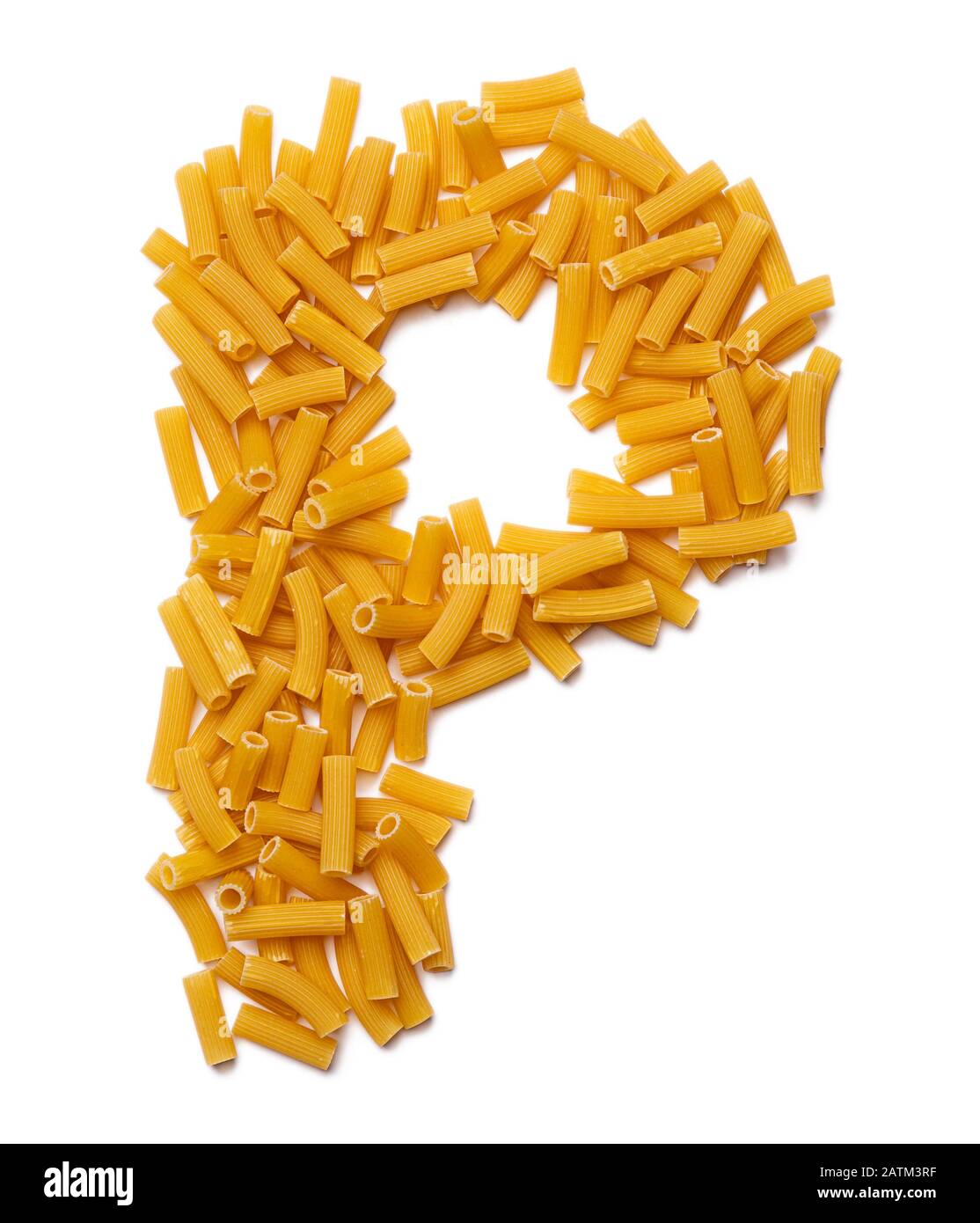 Letter P of the English alphabet from dry pasta on a white isolated ...