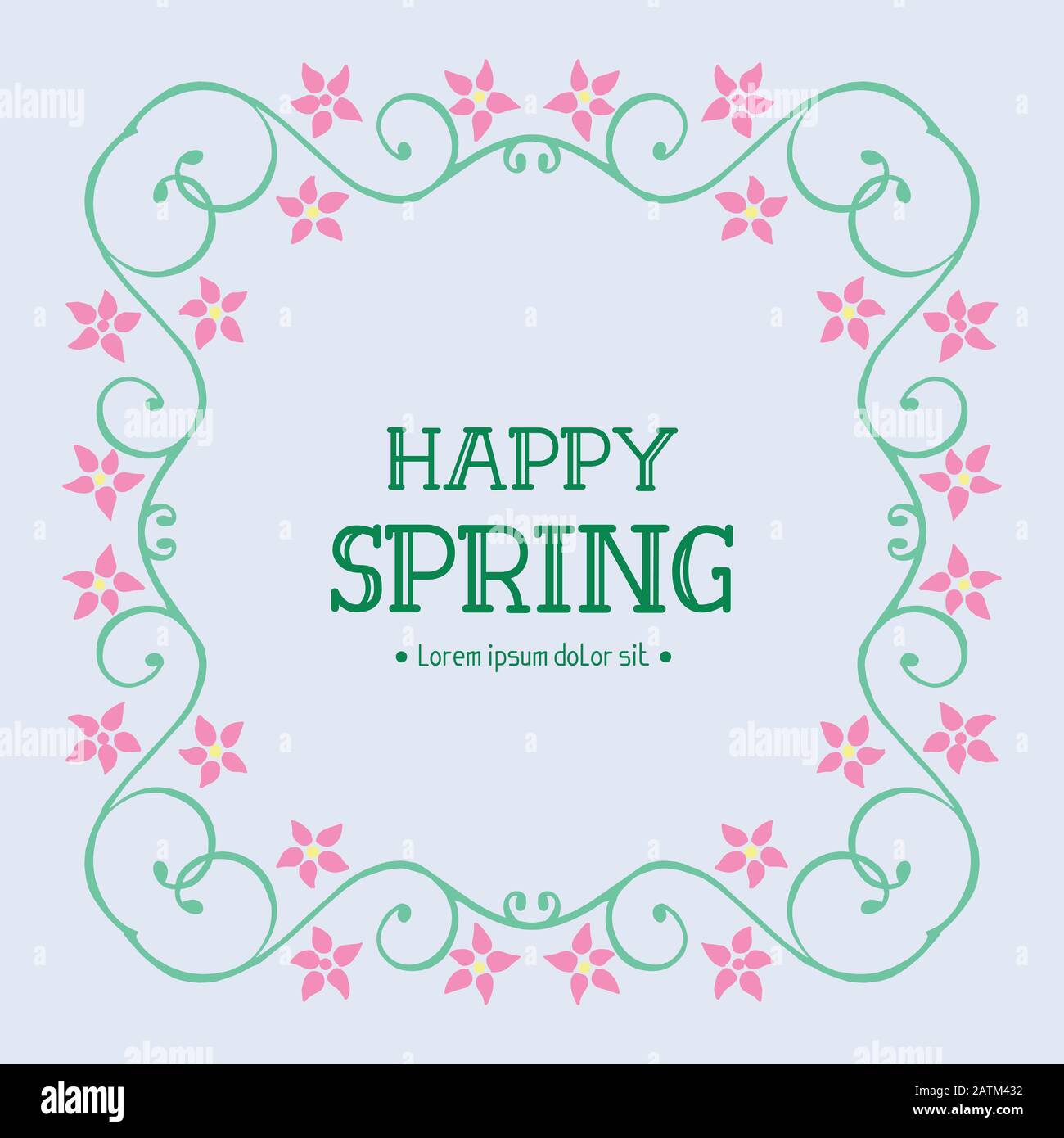 Cute shape of leaf and flower frame, for happy spring poster template ...
