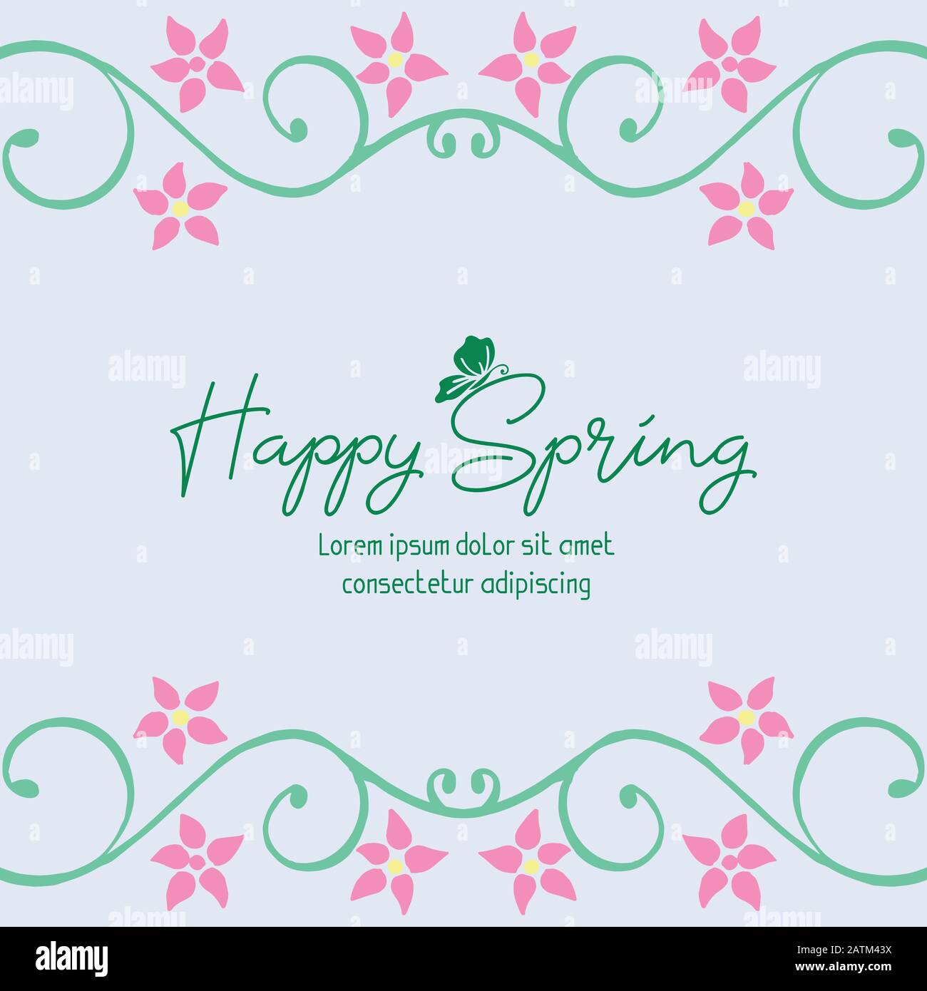 Cute shape of leaf and flower frame, for happy spring poster template ...