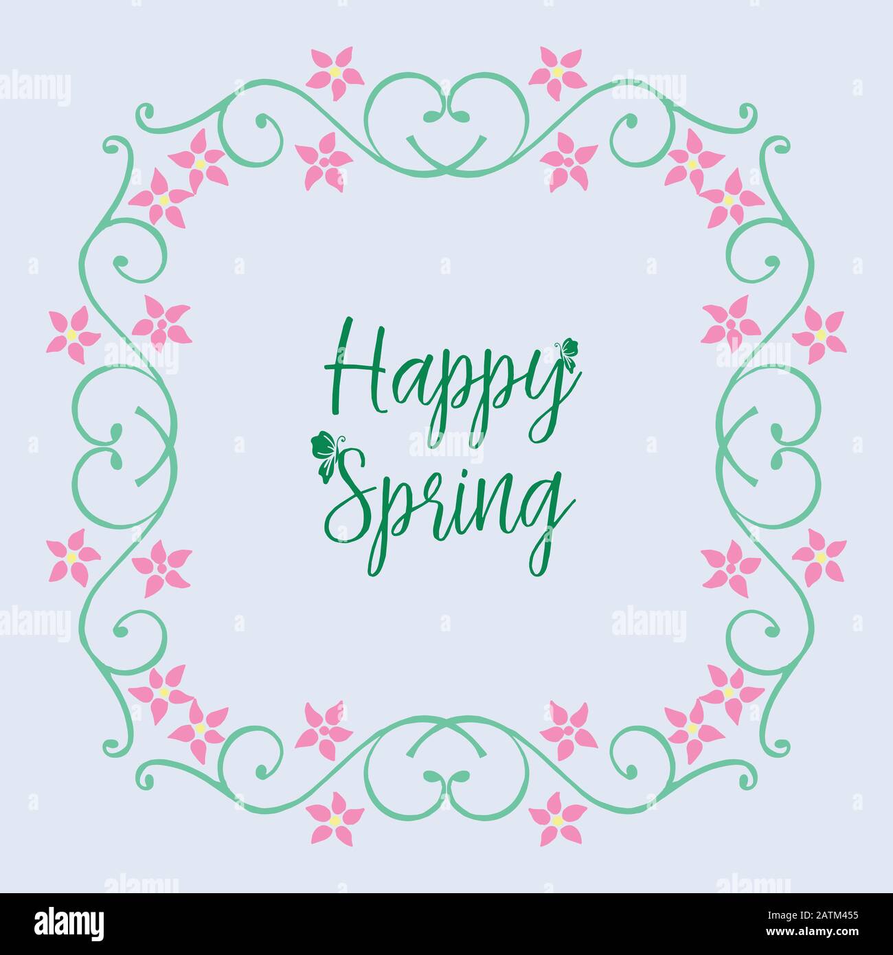 Cute shape of leaf and flower frame, for happy spring poster template ...