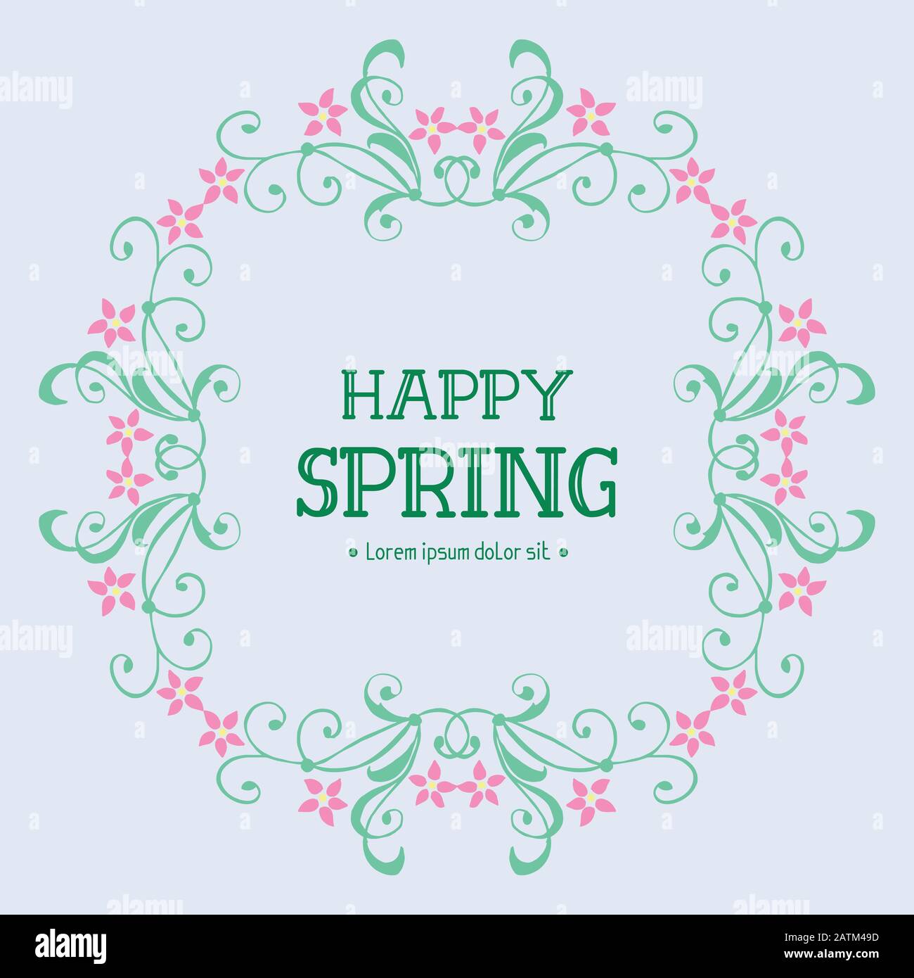 Unique crowd of leaf and flower frame, for happy spring greeting card ...