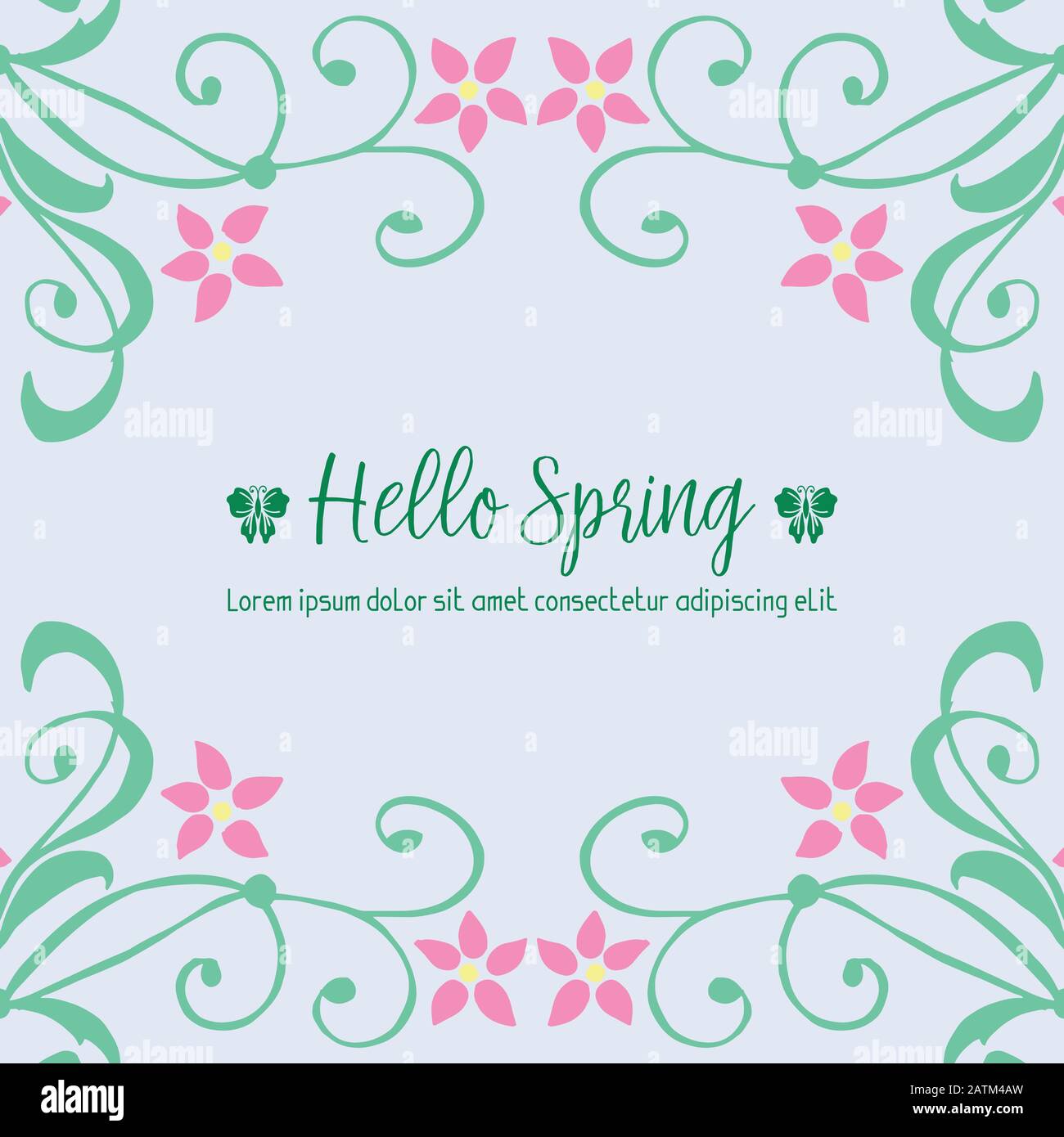 Unique crowd of leaf and flower frame, for happy spring greeting card ...