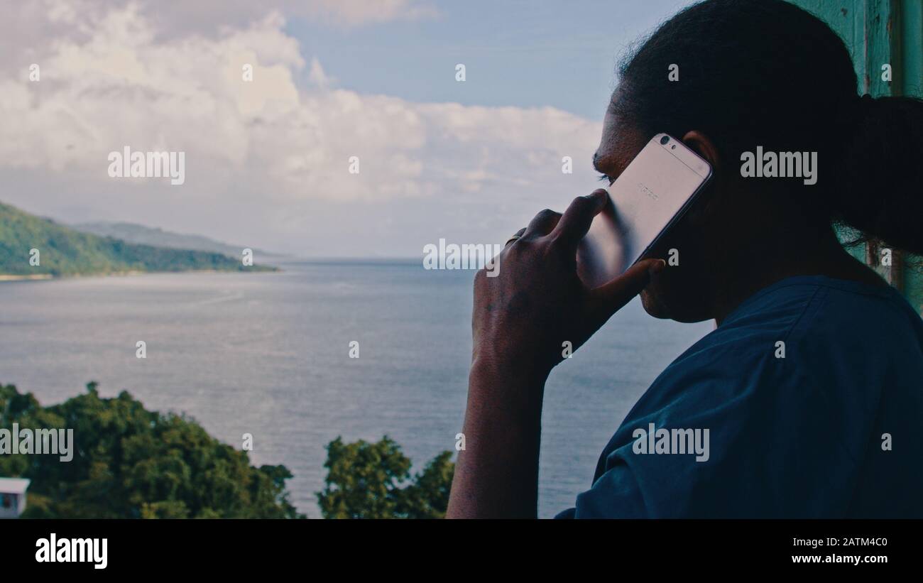 Melsisi, Pentecost Island / Vanuatu - May 10 2019: black female woman ...