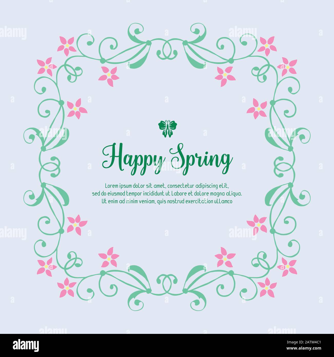Template design for happy spring invitation card, with leaf and floral ...