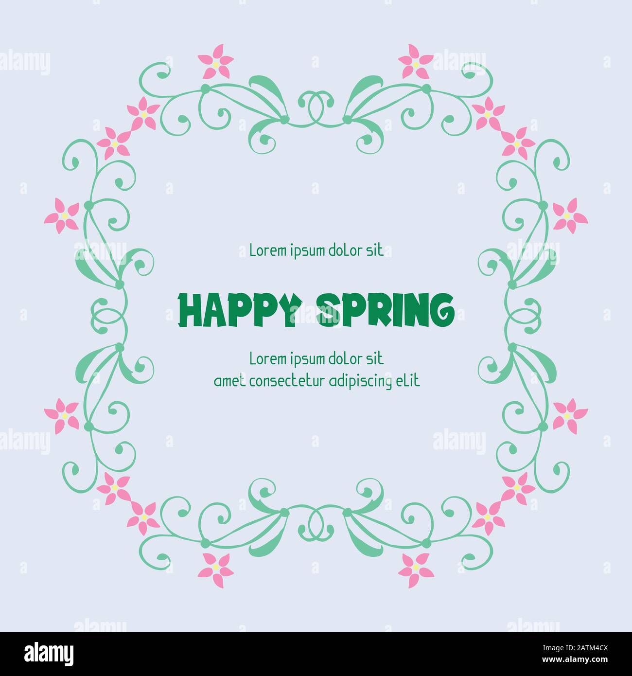 Template design for happy spring invitation card, with leaf and floral ...