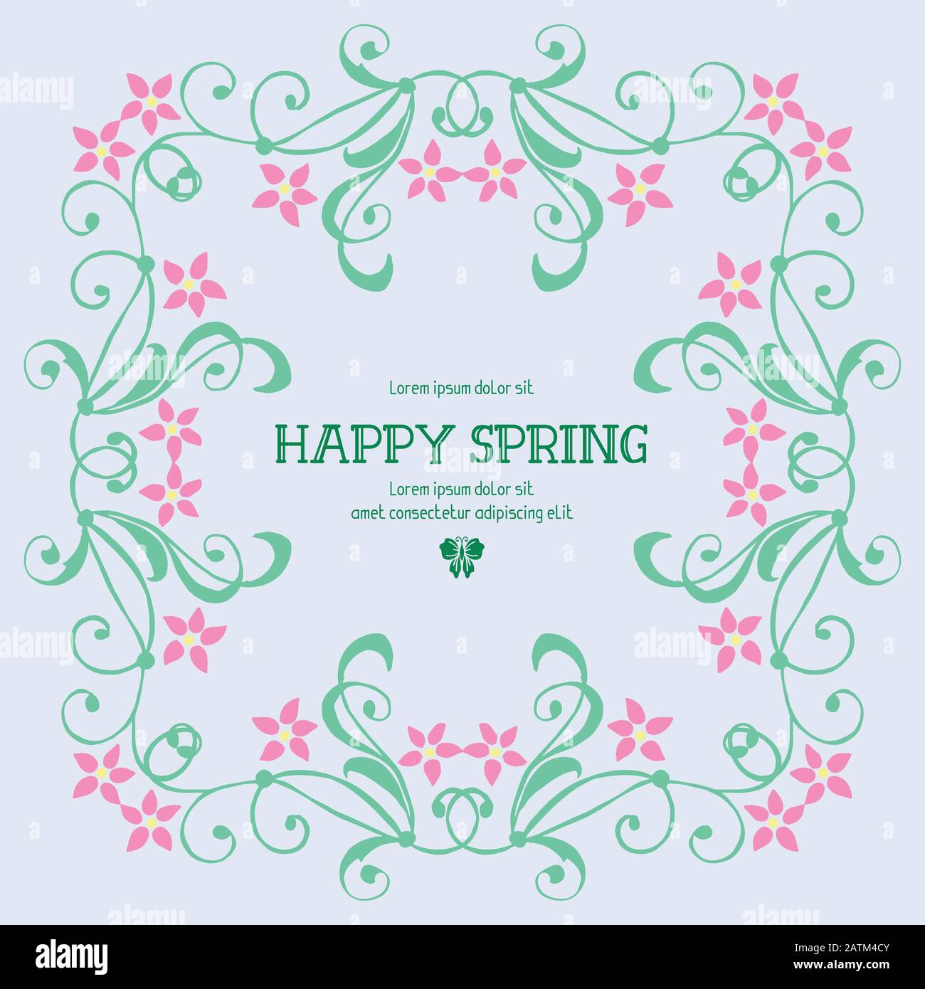 Template design for happy spring invitation card, with leaf and floral ...
