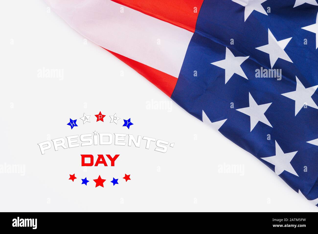 Happy Presidents' Day typography over white background with US American ...