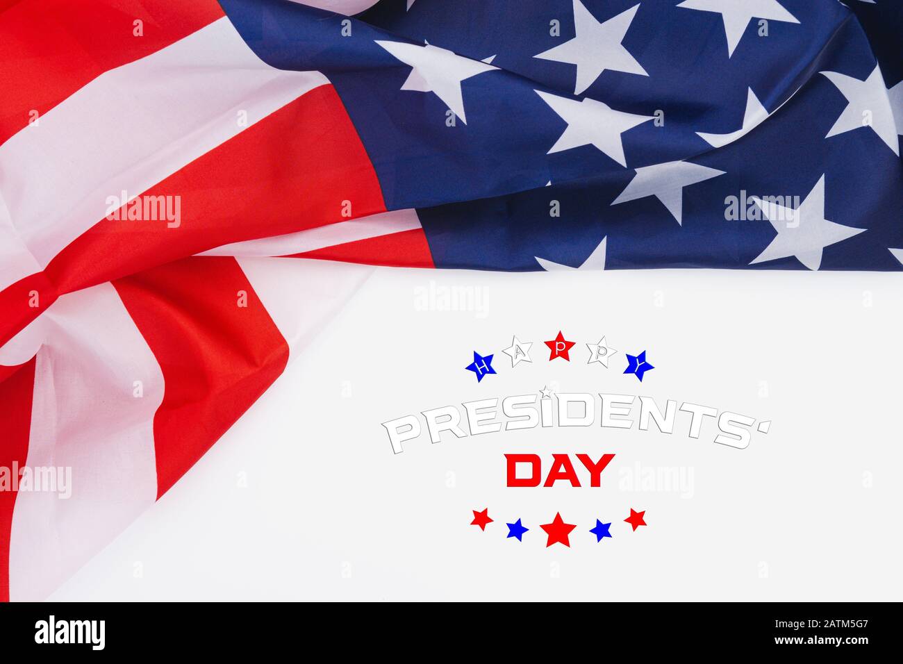 Happy Presidents' Day typography over white background with US American ...