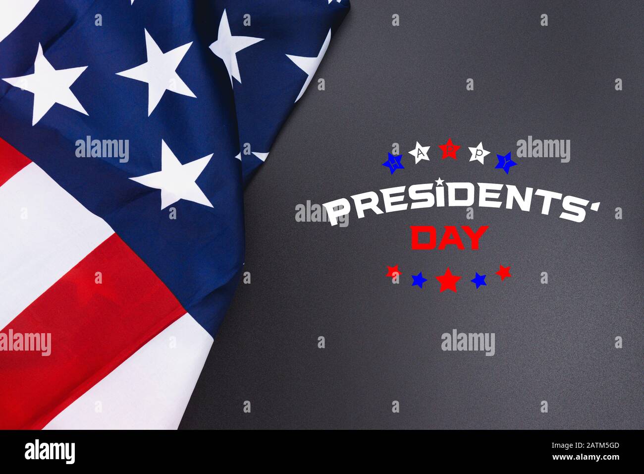 Happy Presidents' Day typography over black background with US American ...