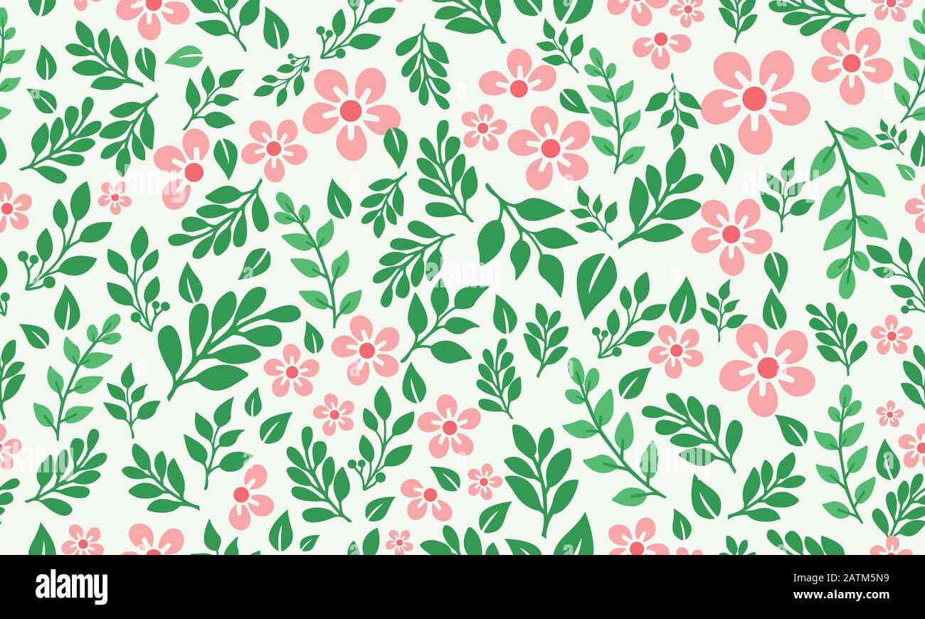 Seamless template for spring, with cute pink floral pattern background ...