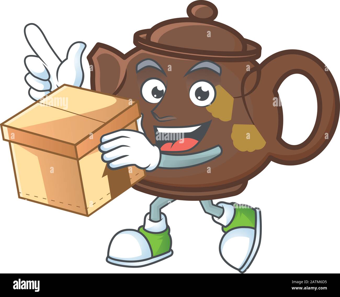 Cute teapot cartoon character having a box Stock Vector Image & Art - Alamy