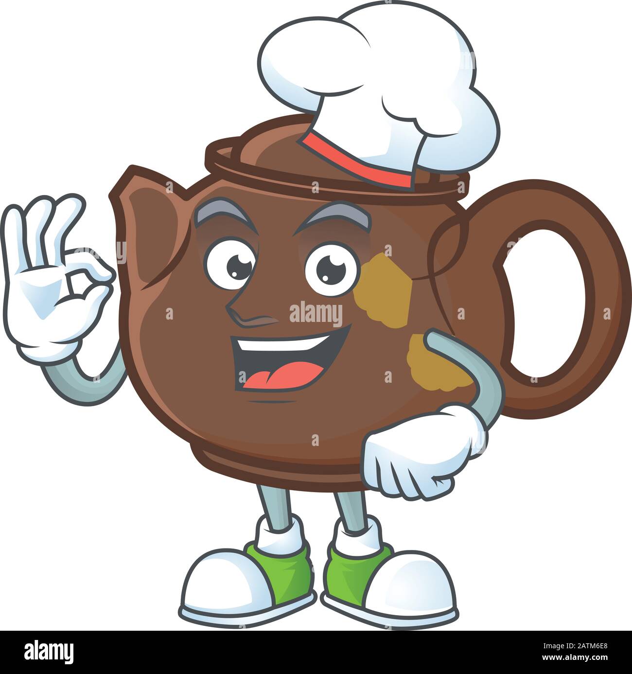 Teapot cartoon character wearing costume of chef and white hat Stock ...