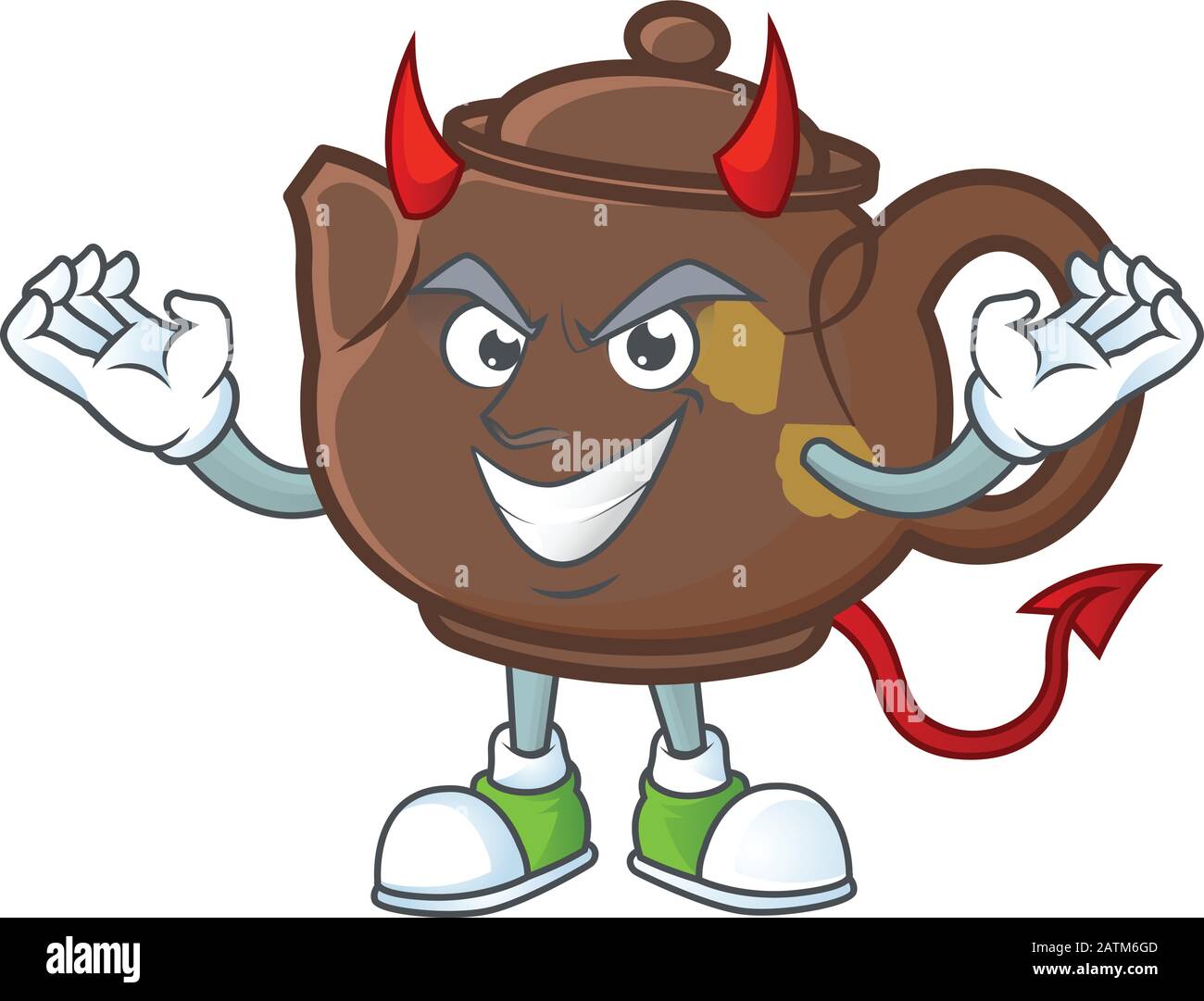 Devil teapot Cartoon character mascot design style Stock Vector Image ...
