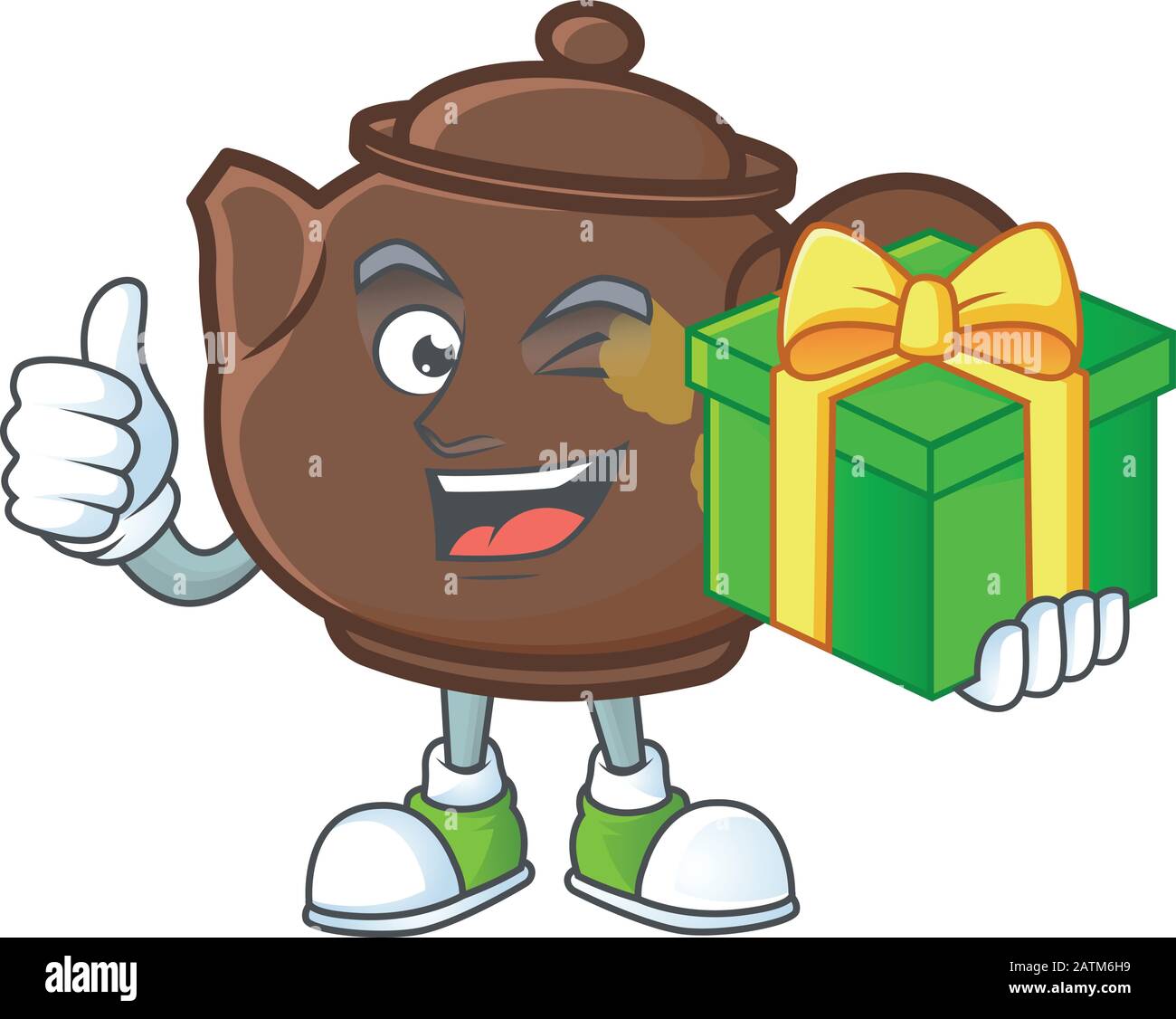 Smiley teapot cartoon character with gift box Stock Vector Image & Art ...