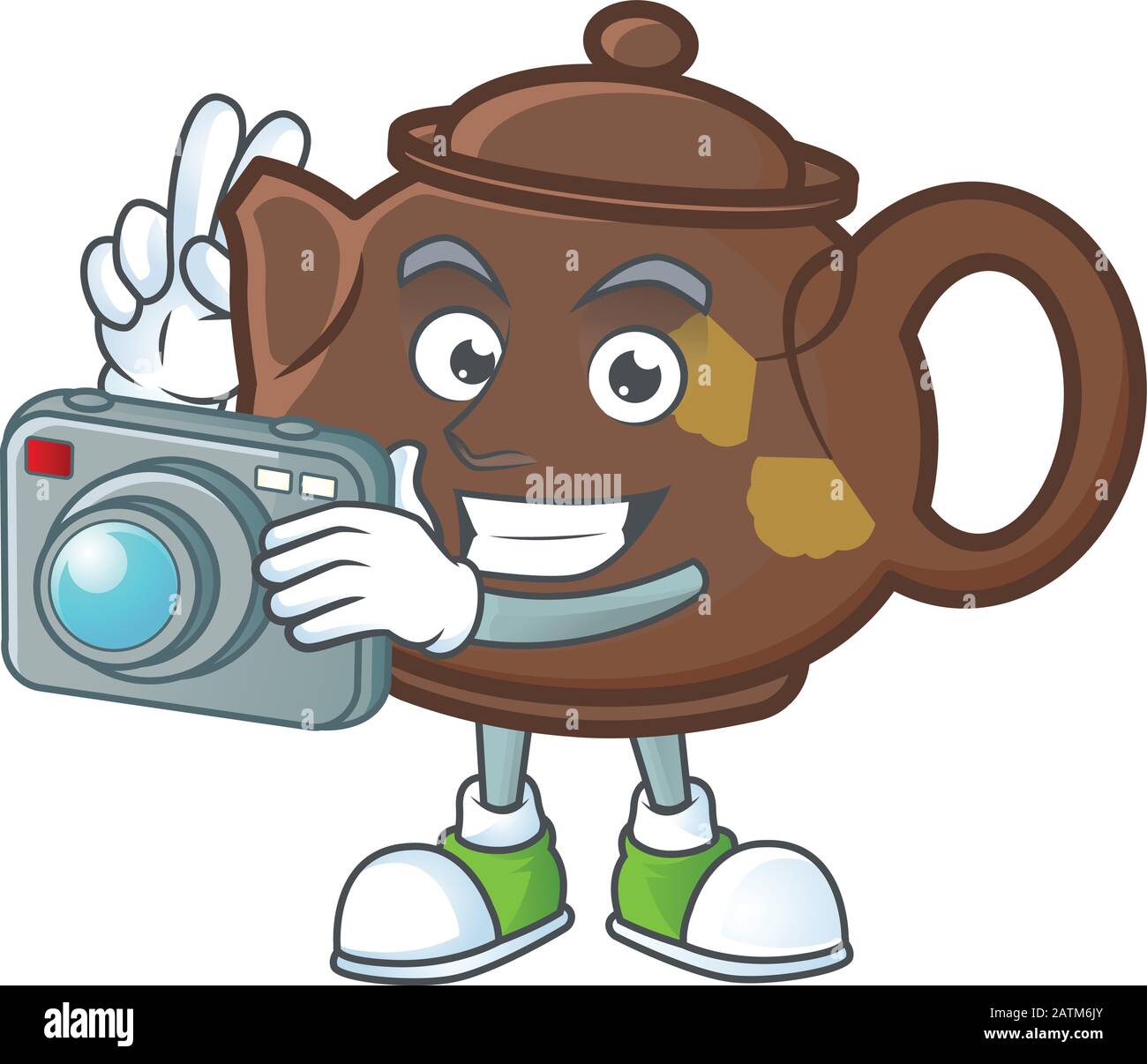 Cool Photographer teapot character with a camera Stock Vector Image ...