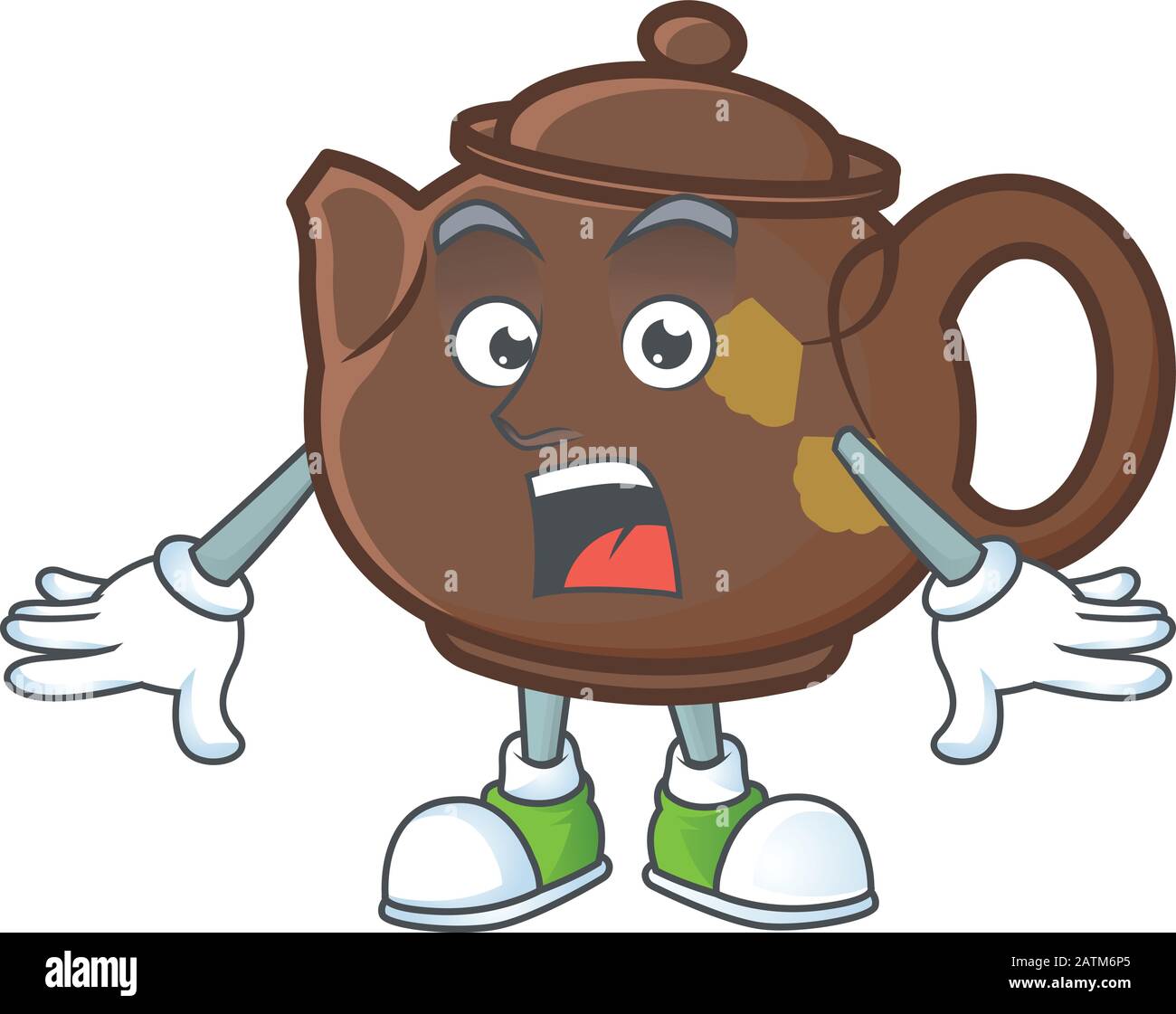 Teapot cartoon character design on a surprised gesture Stock Vector ...