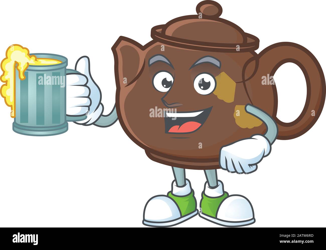 Happy teapot mascot design with a big glass Stock Vector Image & Art ...