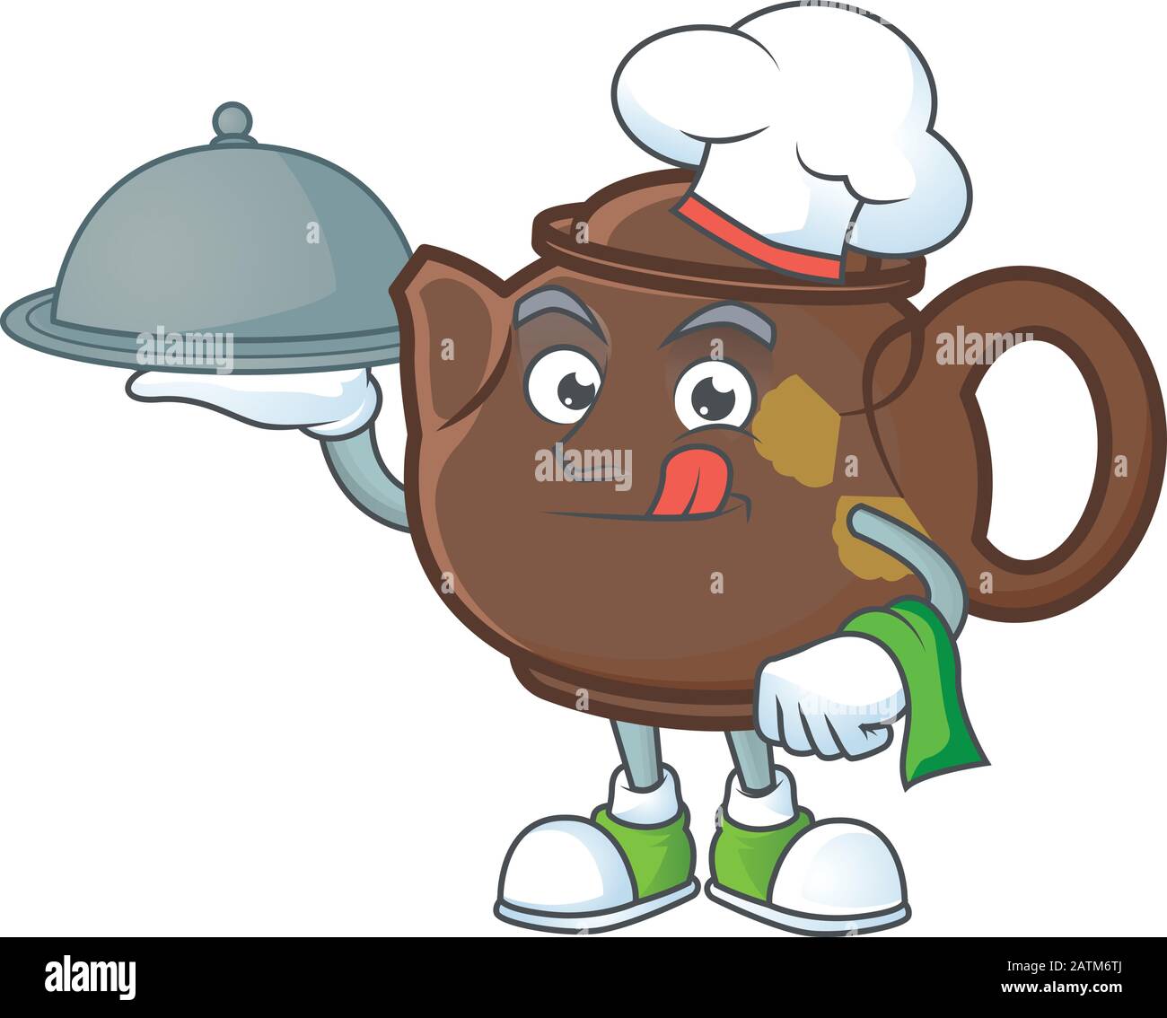 cartoon design of teapot as a Chef having food on tray Stock Vector ...