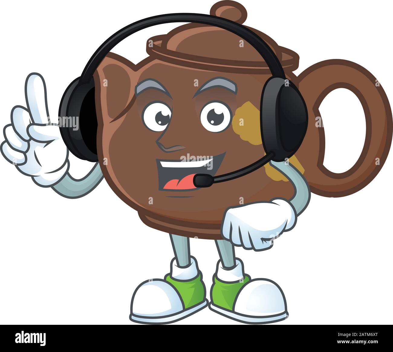 Smiley teapot cartoon character design wearing headphone Stock Vector ...
