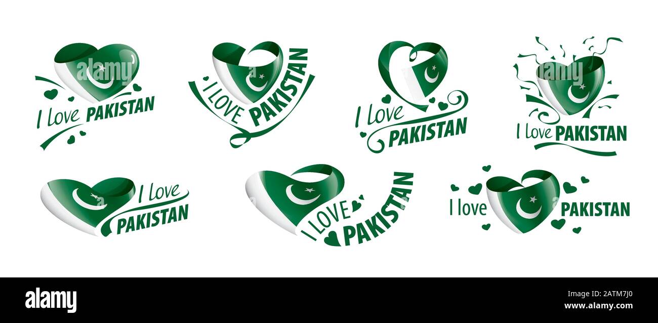 National flag of the Pakistan in the shape of a heart and the ...