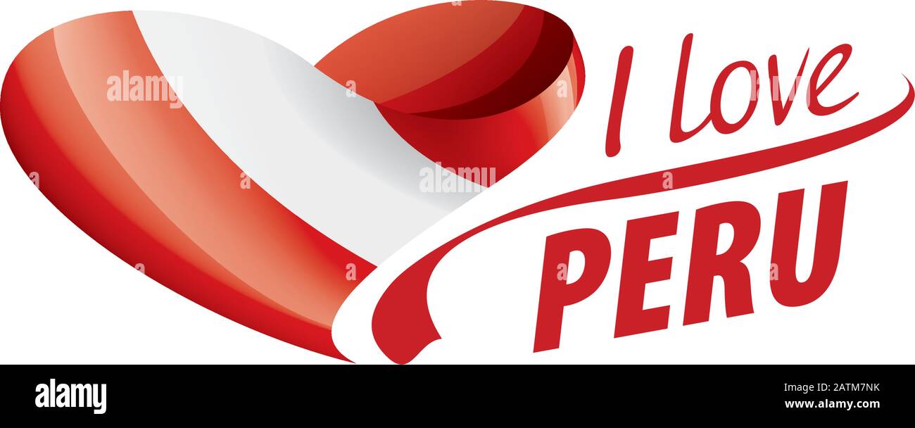 National flag of the Peru in the shape of a heart and the inscription I ...