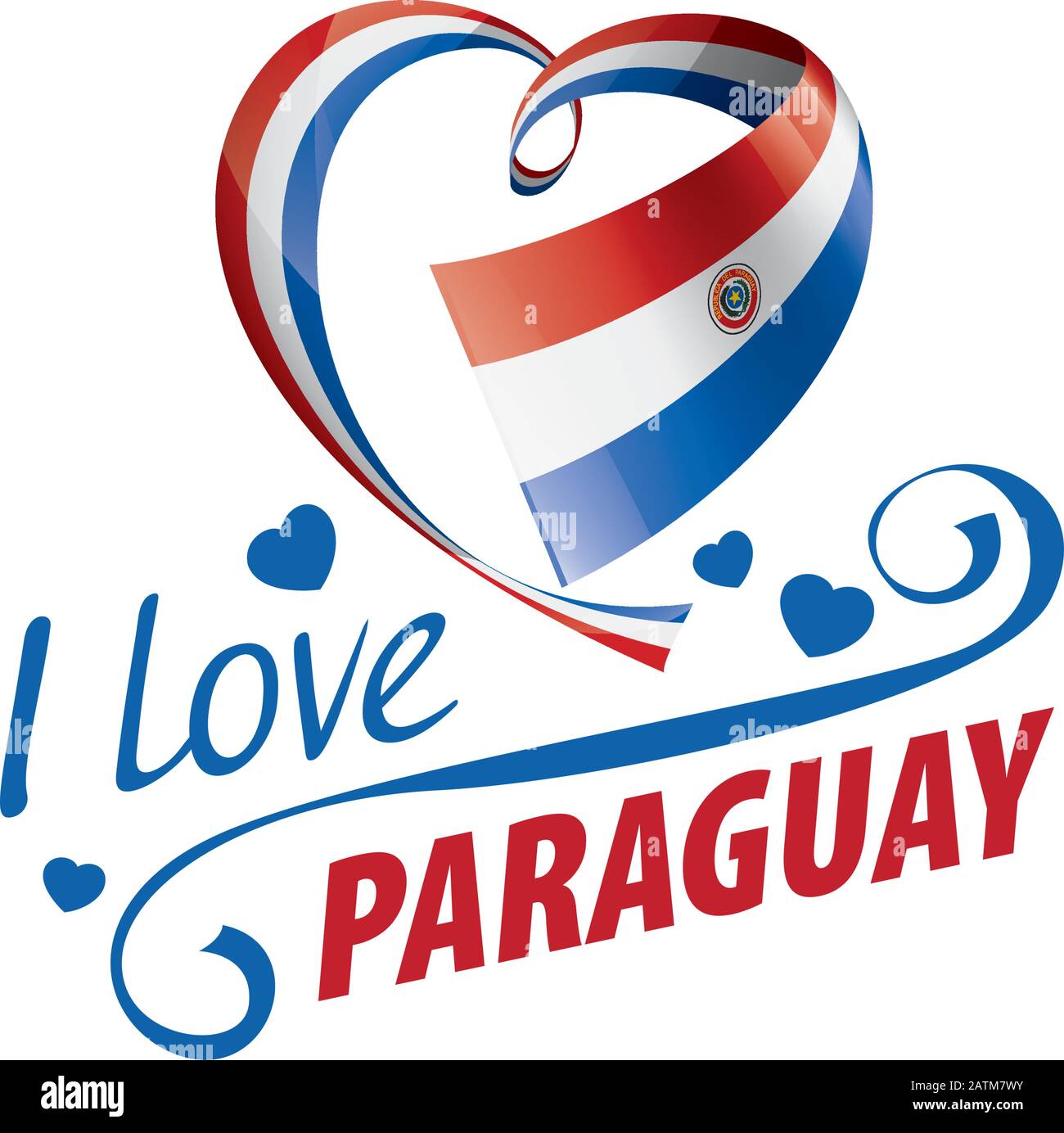 National flag of the Paraguay in the shape of a heart and the ...
