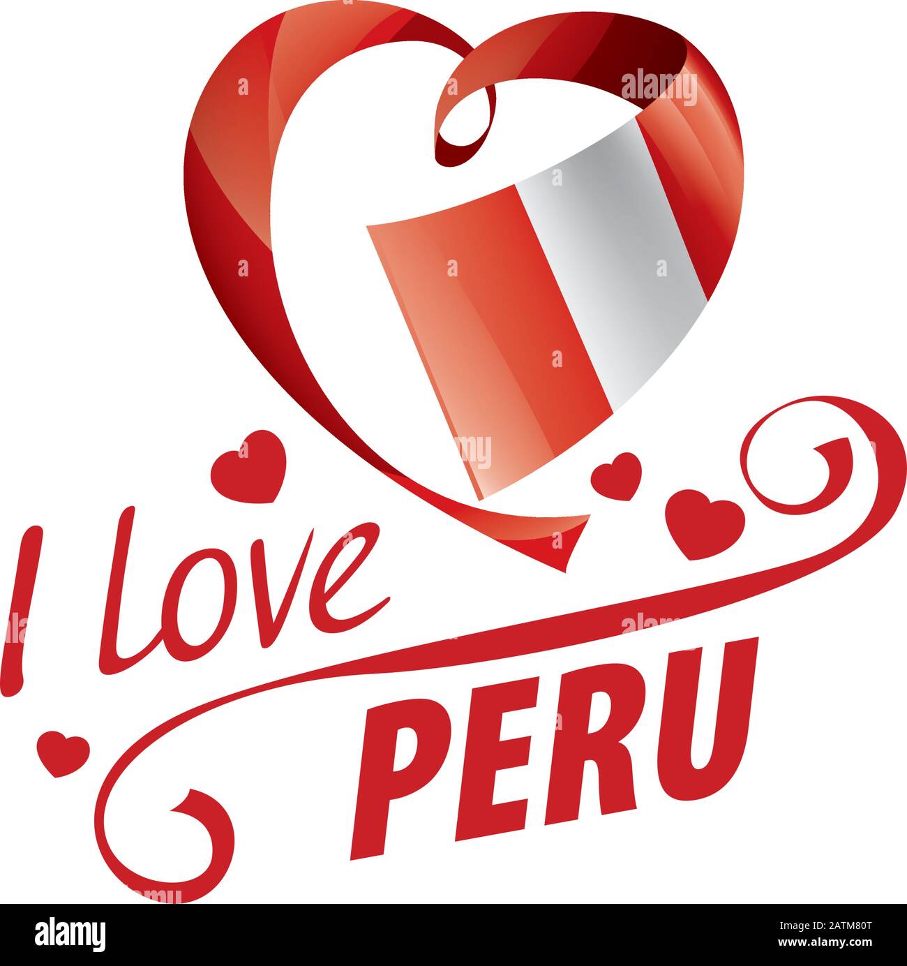 National flag of the Peru in the shape of a heart and the inscription I ...