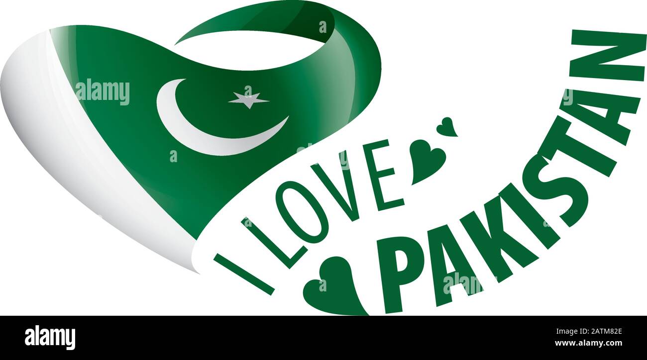 National flag of the Pakistan in the shape of a heart and the ...