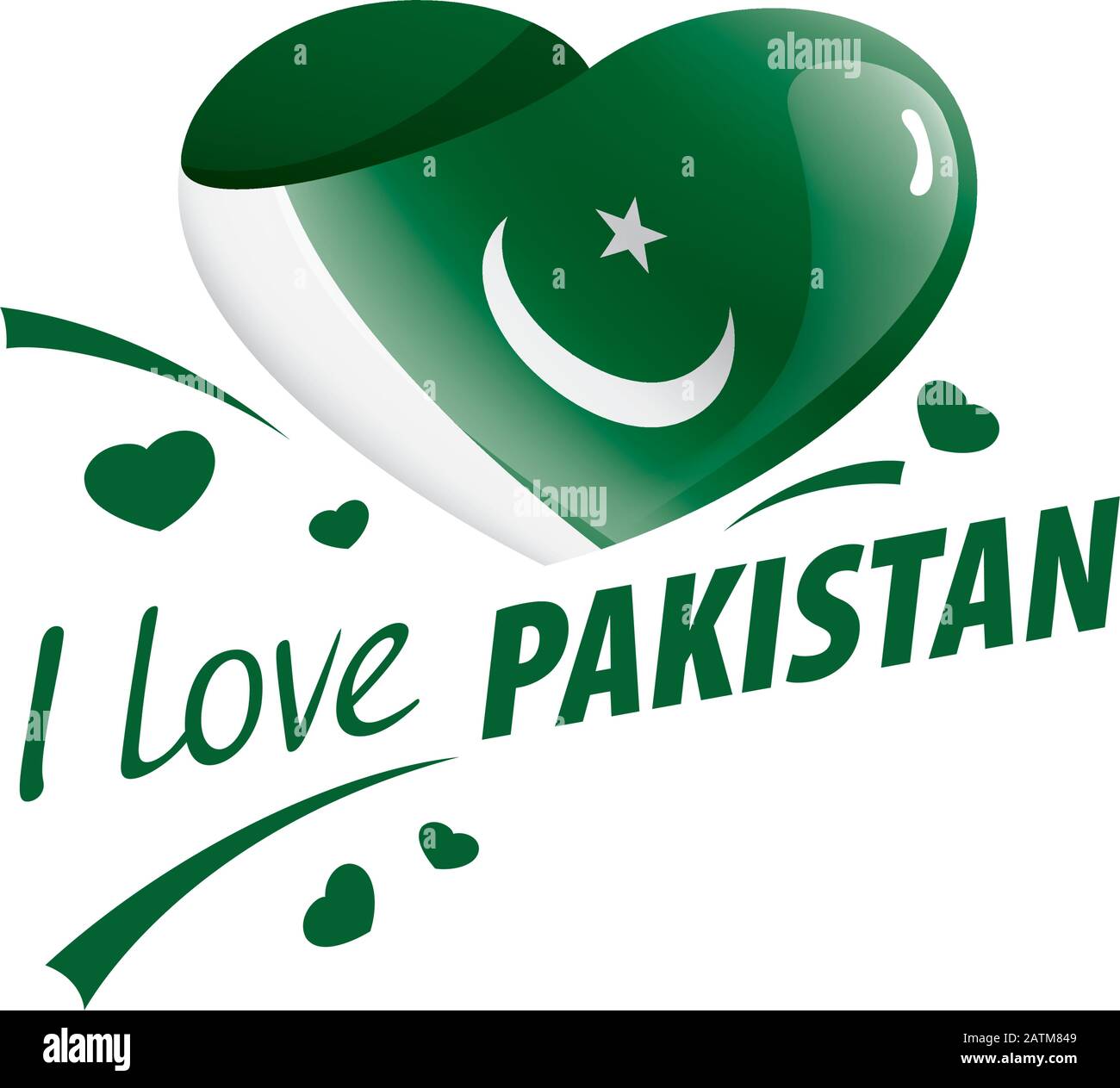 National flag of the Pakistan in the shape of a heart and the ...