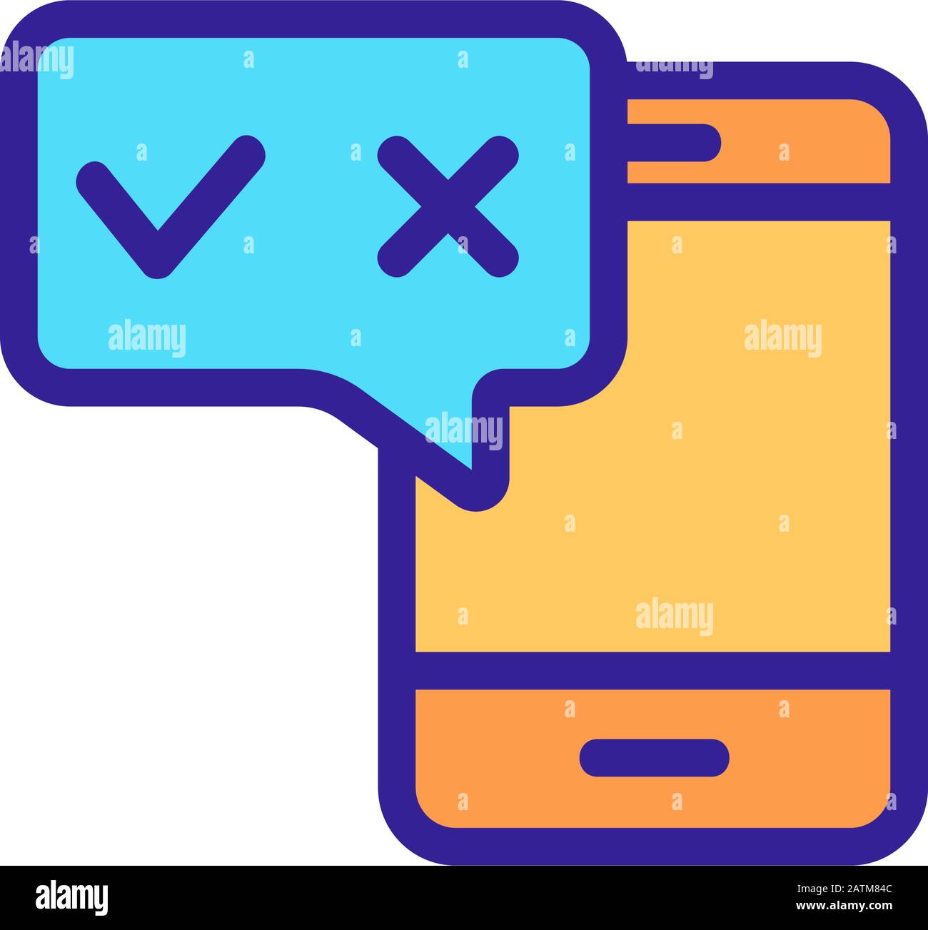 filling out the questionnaire with the phone icon vector. Isolated ...