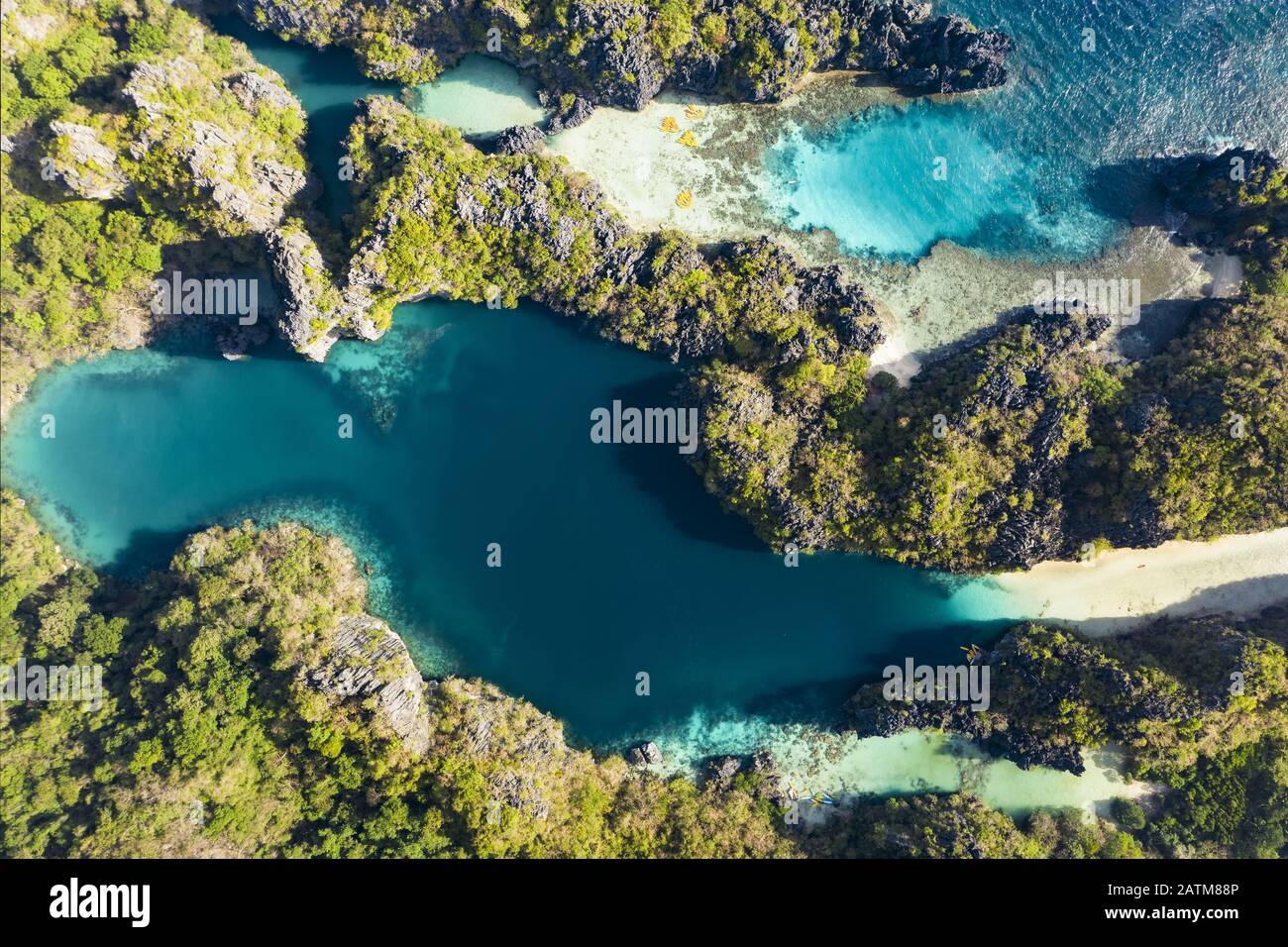 View from above, stunning aerial view of the Big Lagoon and the Small ...