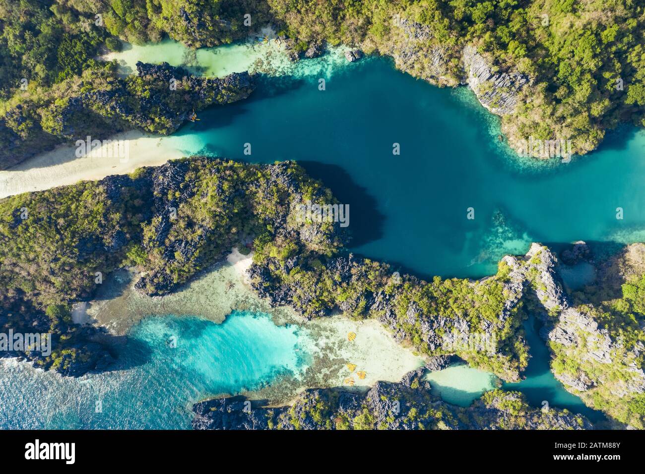 View from above, stunning aerial view of the Big Lagoon and the Small ...