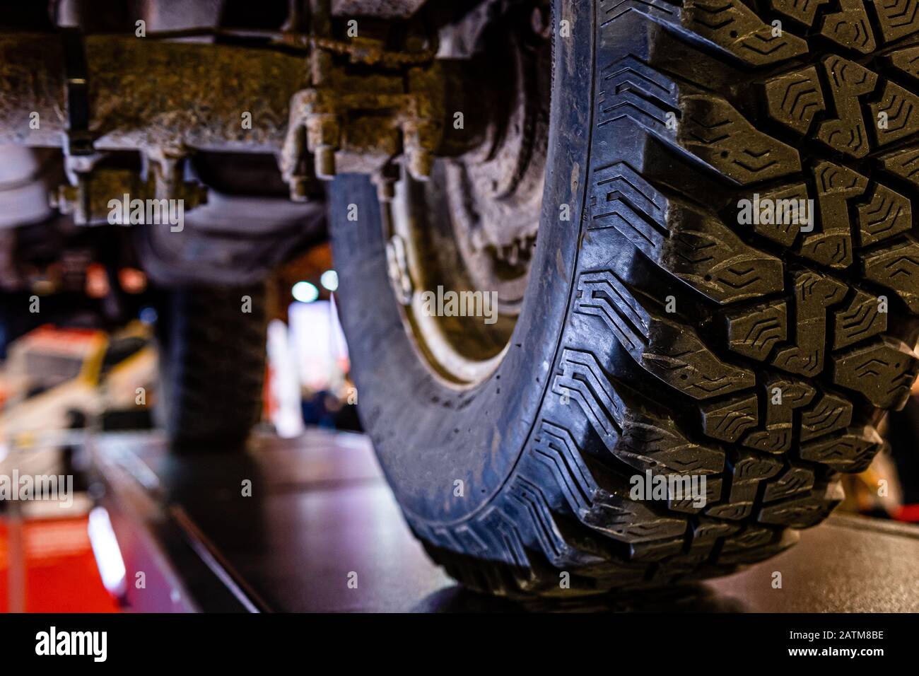 Car lifted in automobile service hi-res stock photography and images ...